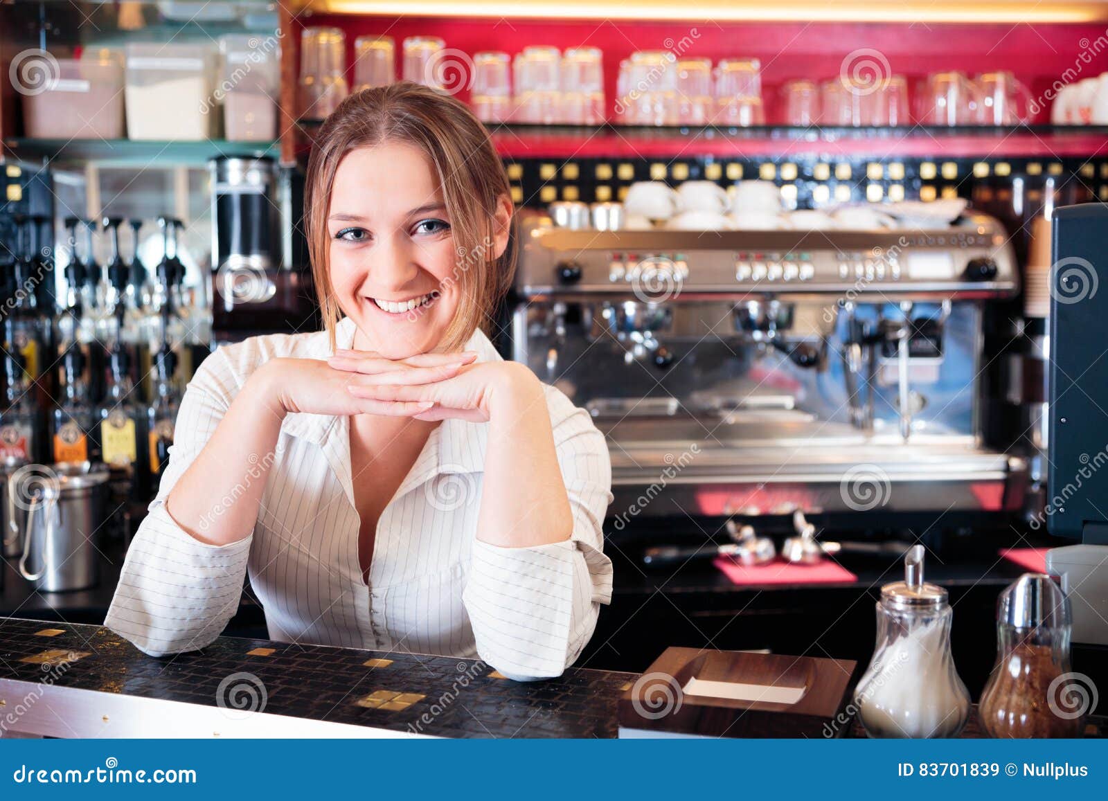 Friendly Bartender at a Cafe Stock Image - Image of person, working ...