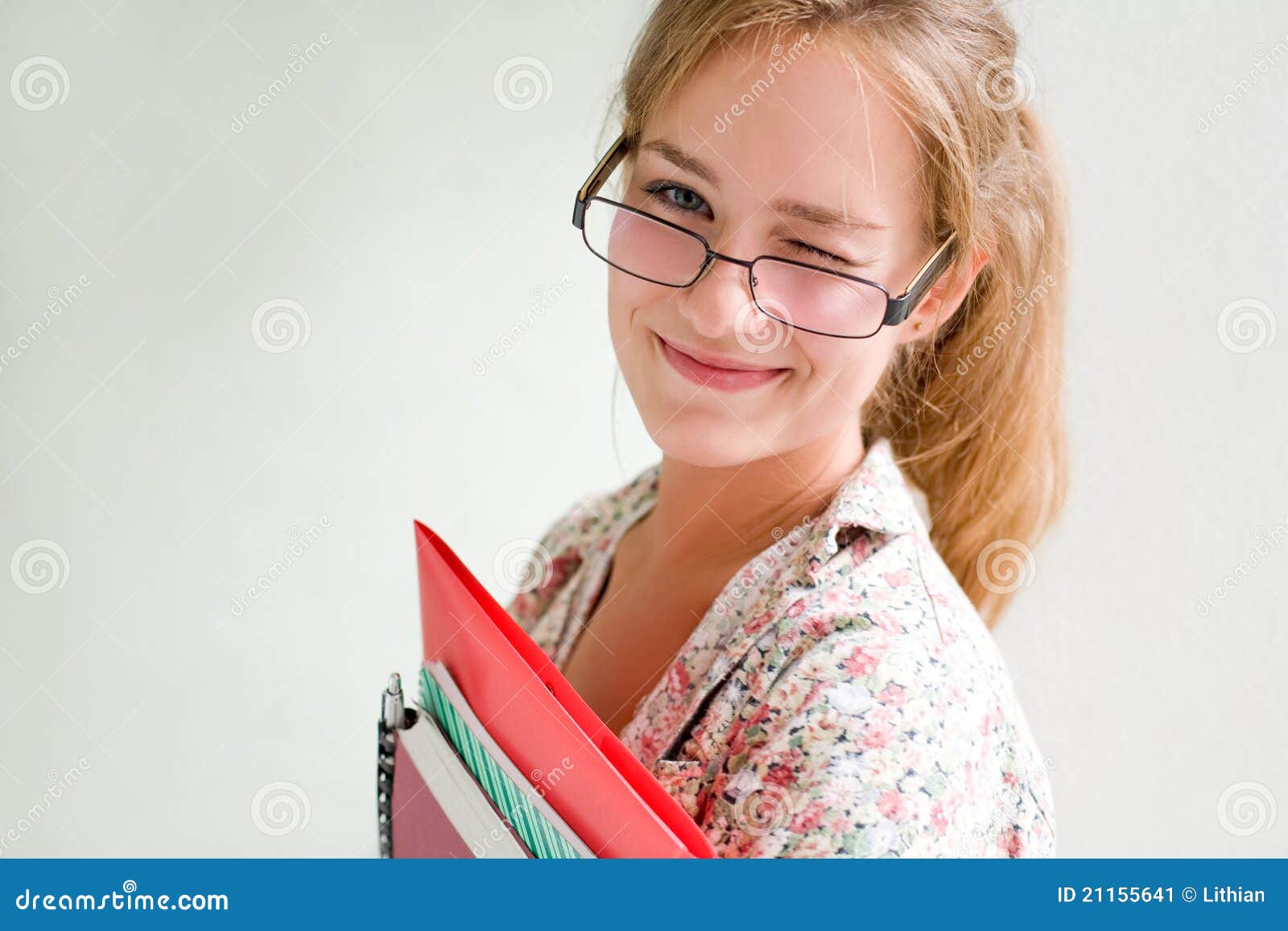 Friendly Beautiful Young Student Girl. Stock Image - Image of exercise ...