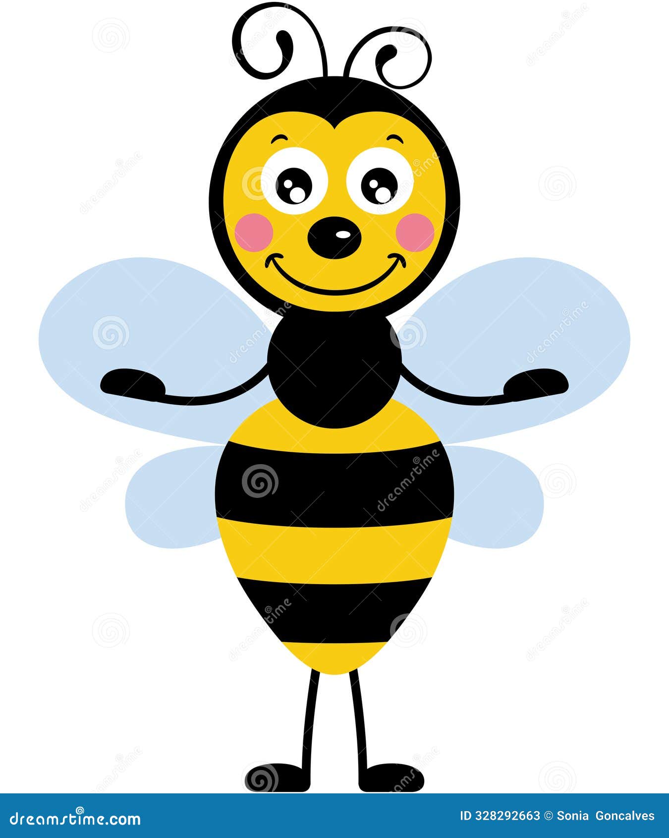 Friendly Bee Isolated on White Stock Illustration - Illustration of ...