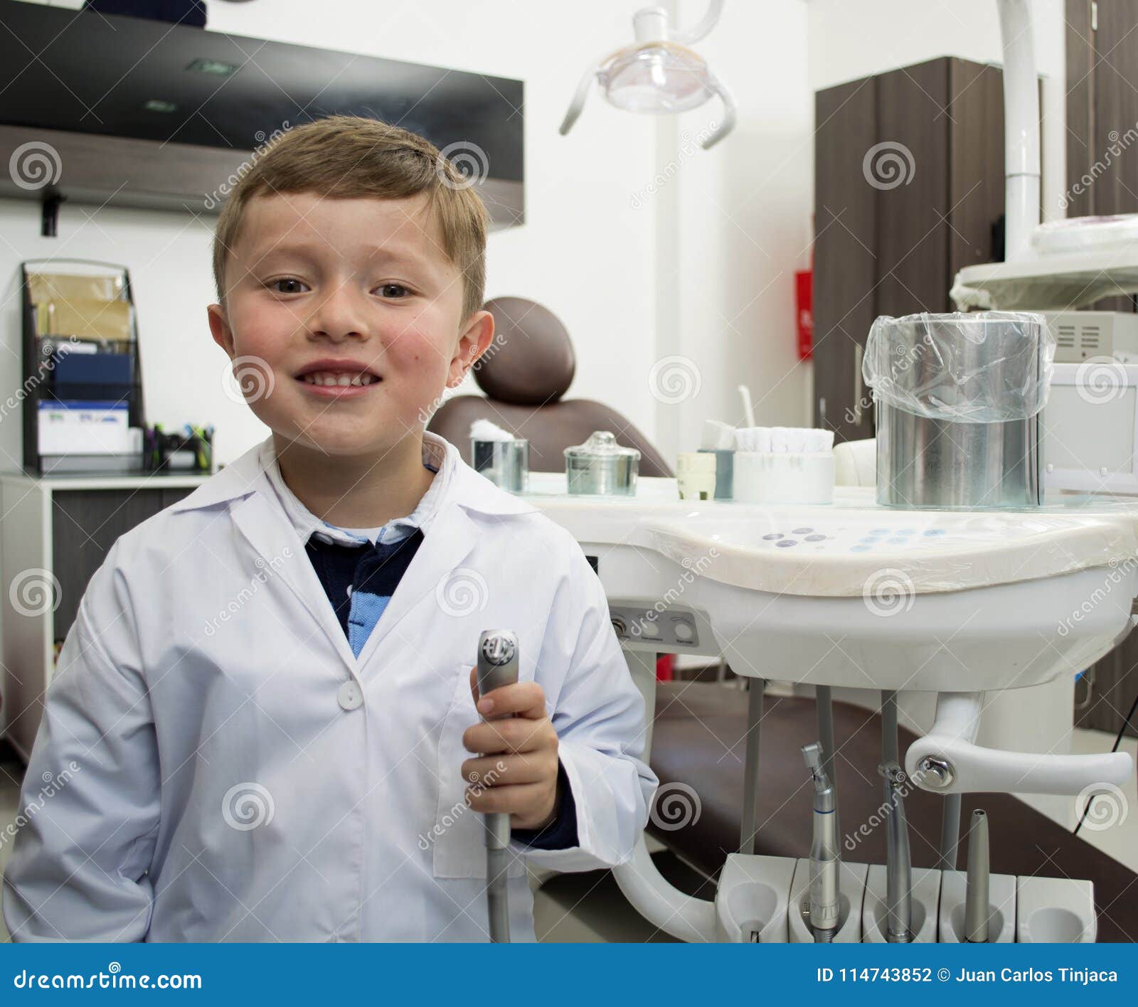 Friendly boy dentist. stock photo. Image of teeth, smile - 114743852