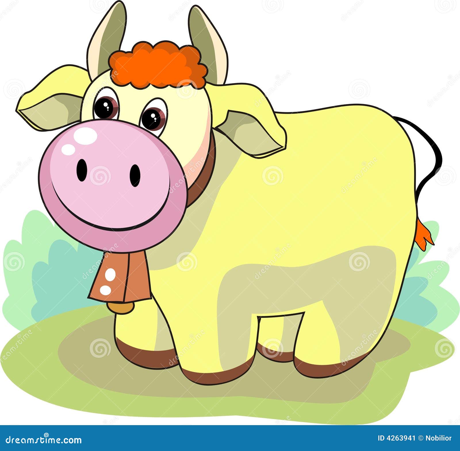 Friendly bull stock vector. Illustration of cheerful, bell - 4263941