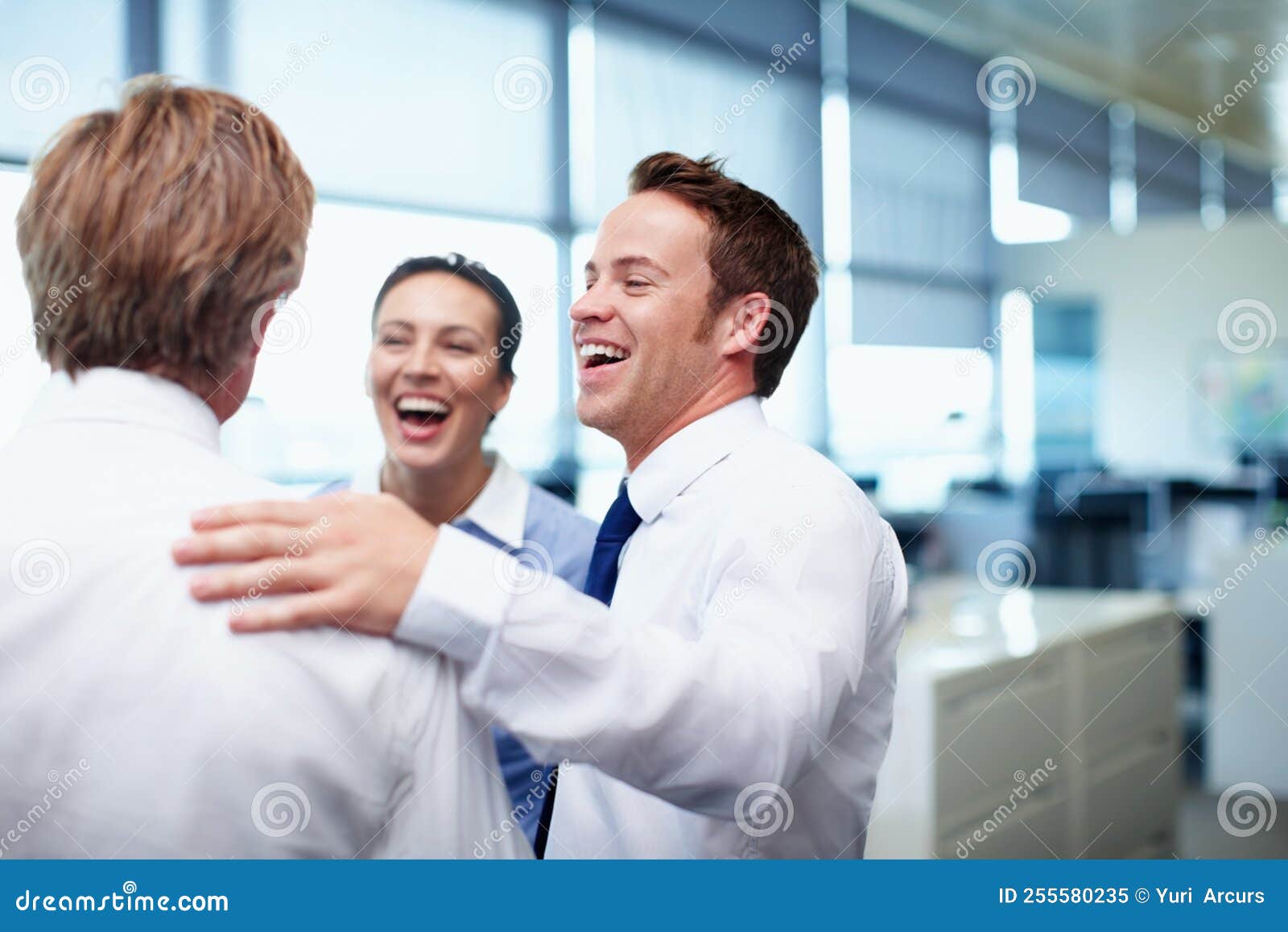 Friendly Business Environment. Group of Business People Having Friendly ...