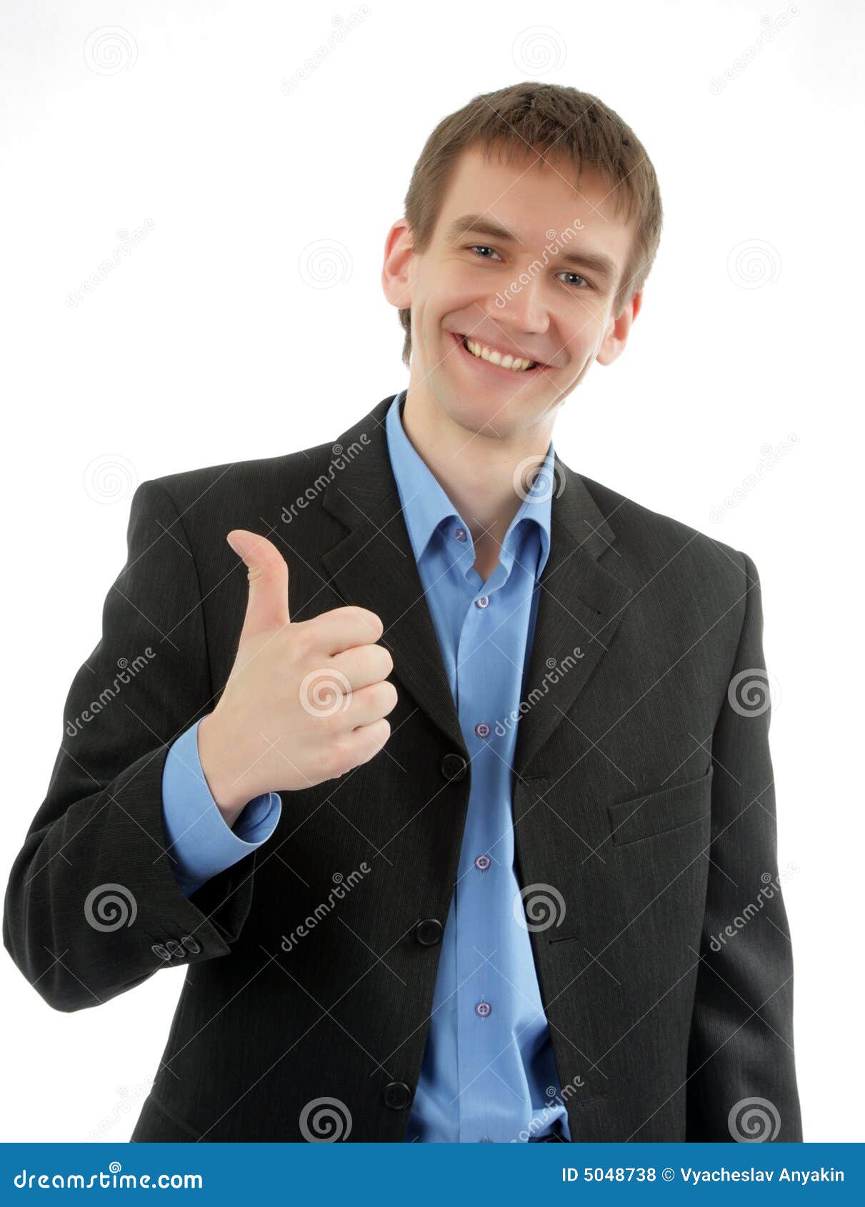Friendly Business Woman Giving The OK Sign On White Background Royalty ...
