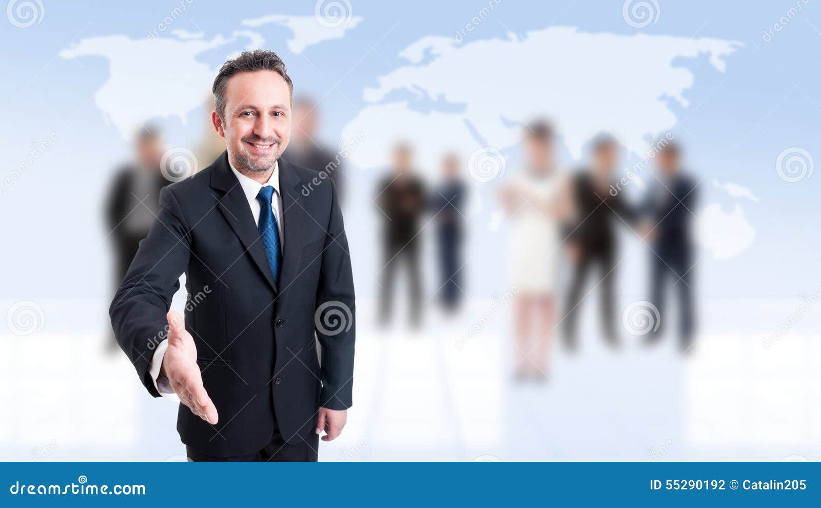 Friendly Business Manager Leaning for Hand Shake Stock Photo - Image of ...