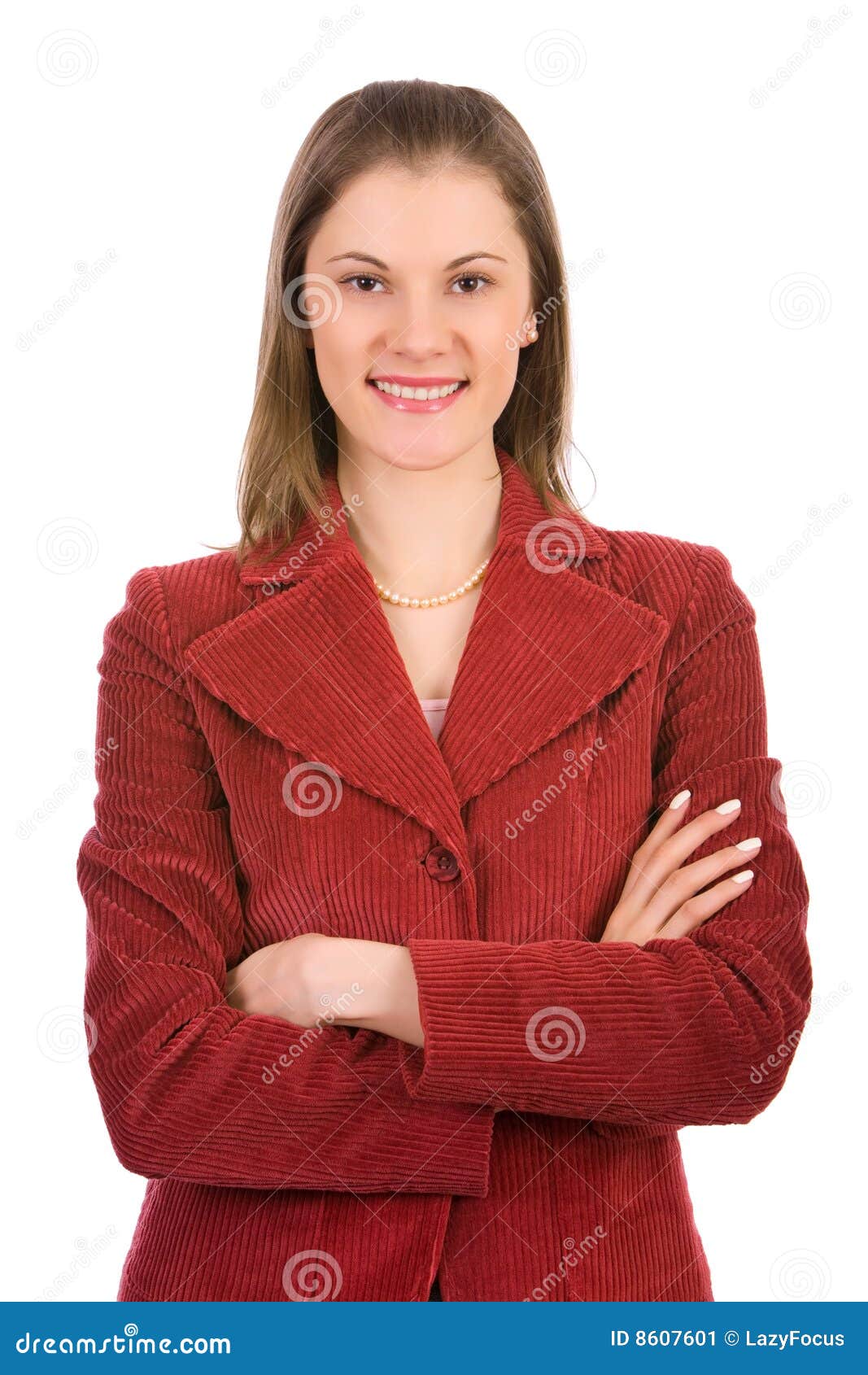 Friendly Business Woman. Isolated on White Stock Image - Image of ...