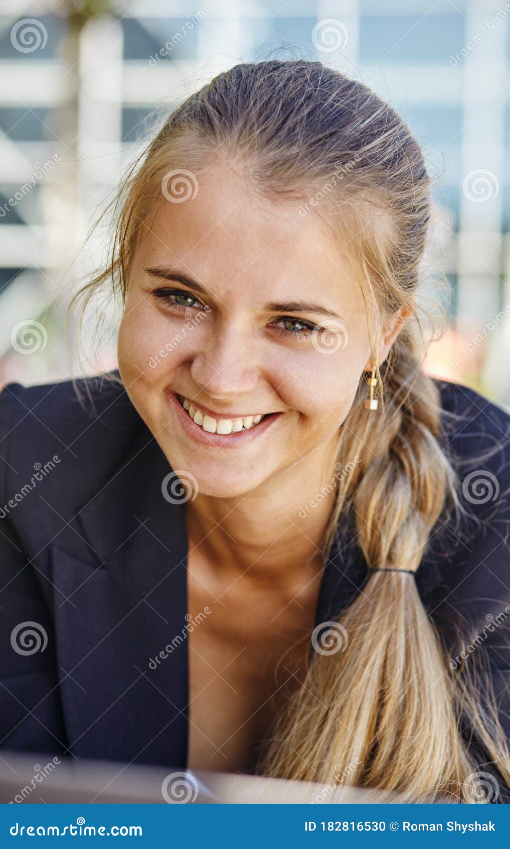 Friendly Business Woman Smiling at the Office Stock Photo - Image of ...