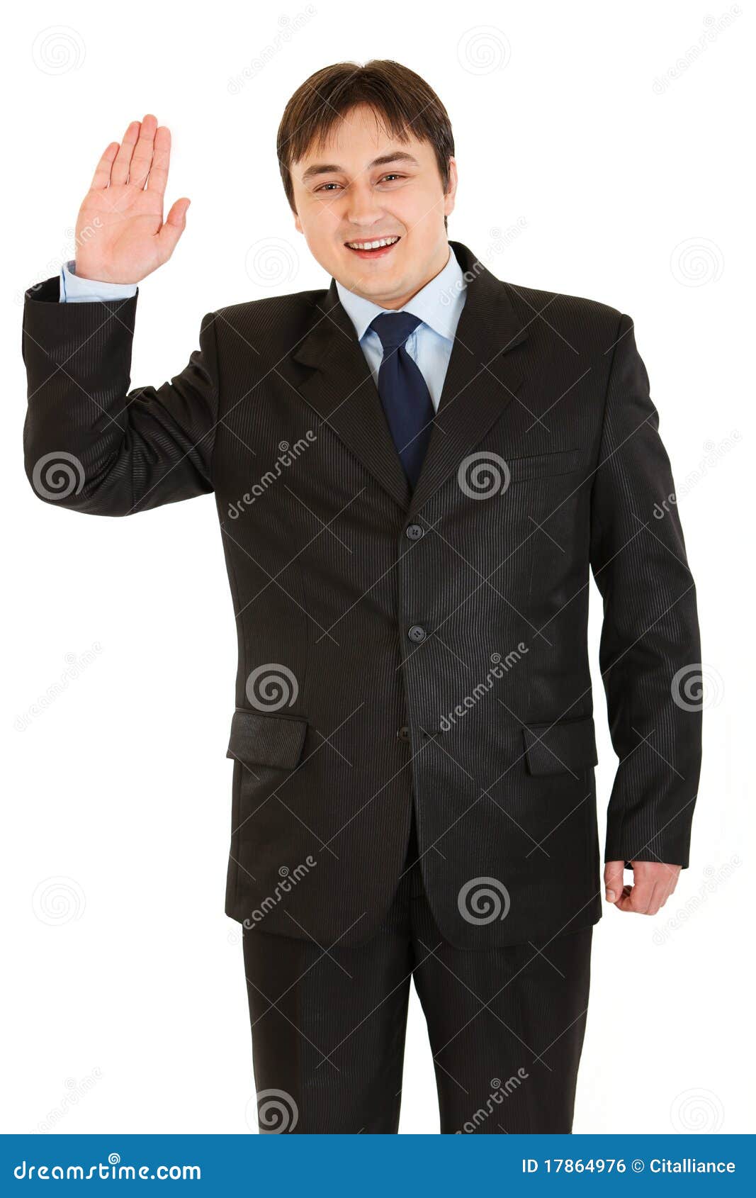 Friendly Businessman Showing Salutation Gesture Stock Photo - Image of ...