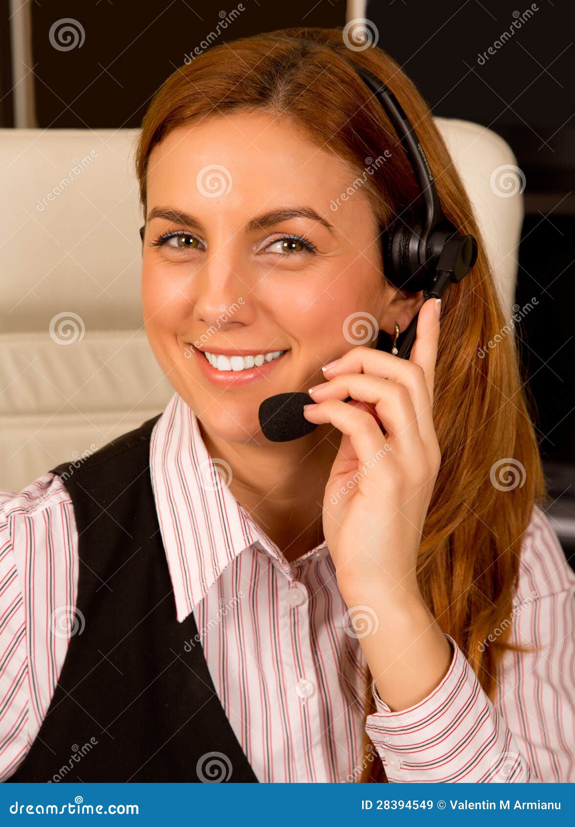 Friendly Call-Center Representative Stock Image - Image of service ...