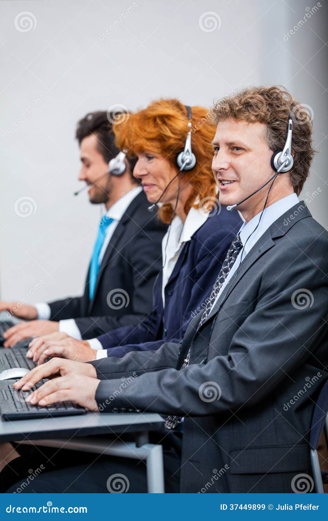 Friendly Callcenter Agent Operator with Headset Telephone Stock Image ...