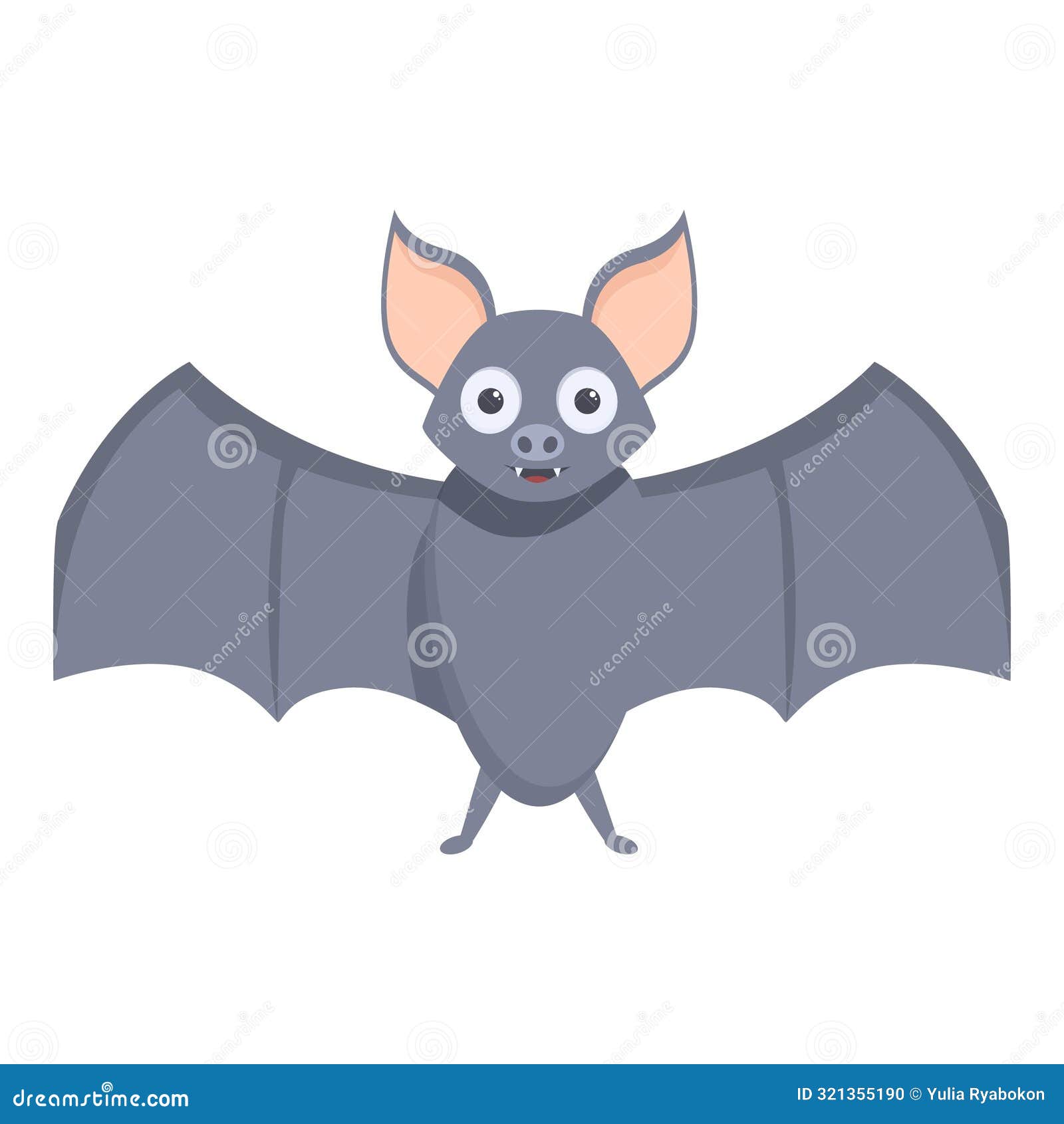 Friendly Cartoon Bat Spreading Its Wings Stock Vector - Illustration of ...