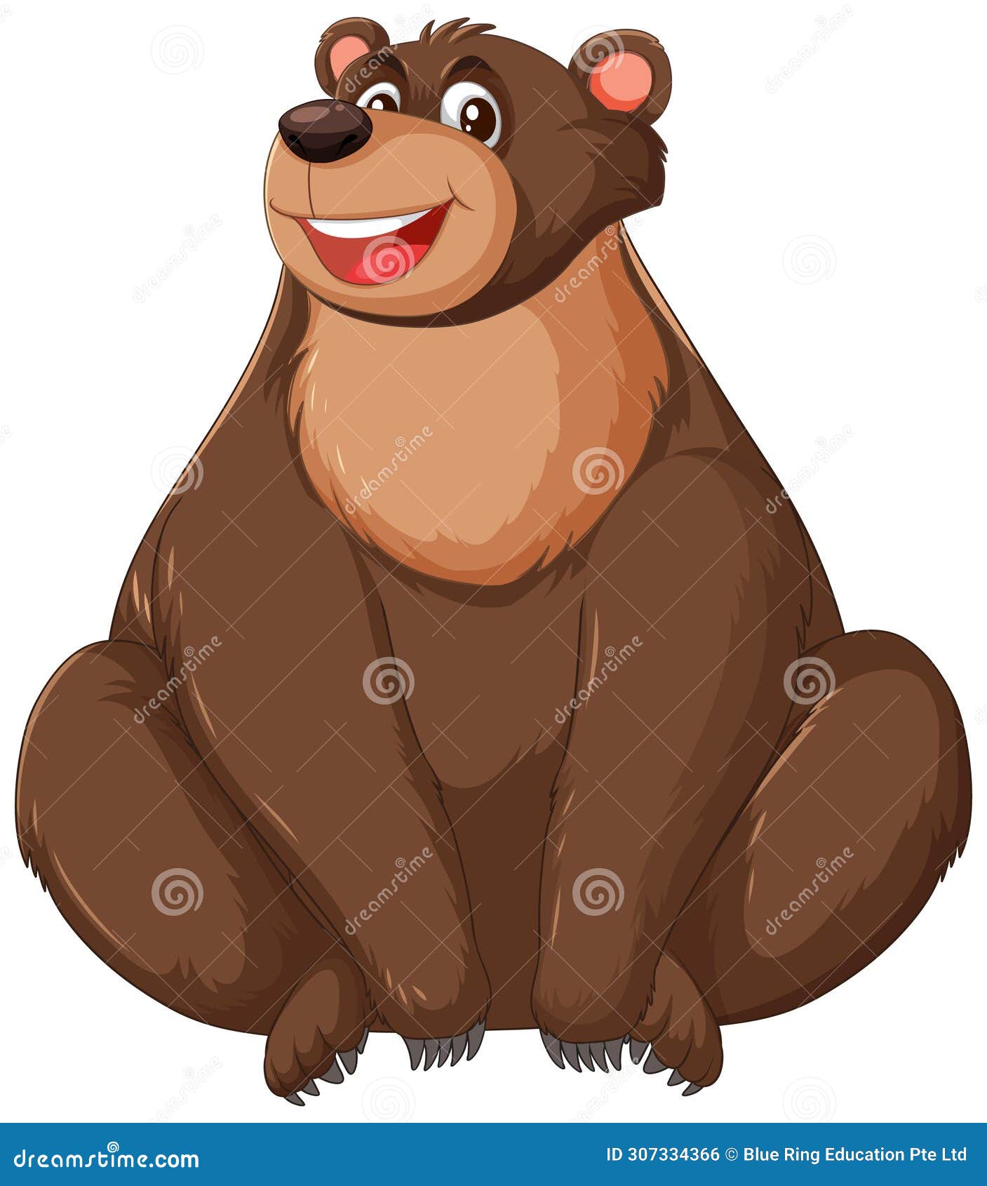 Friendly Cartoon Bear Sitting and Smiling Stock Vector - Illustration ...