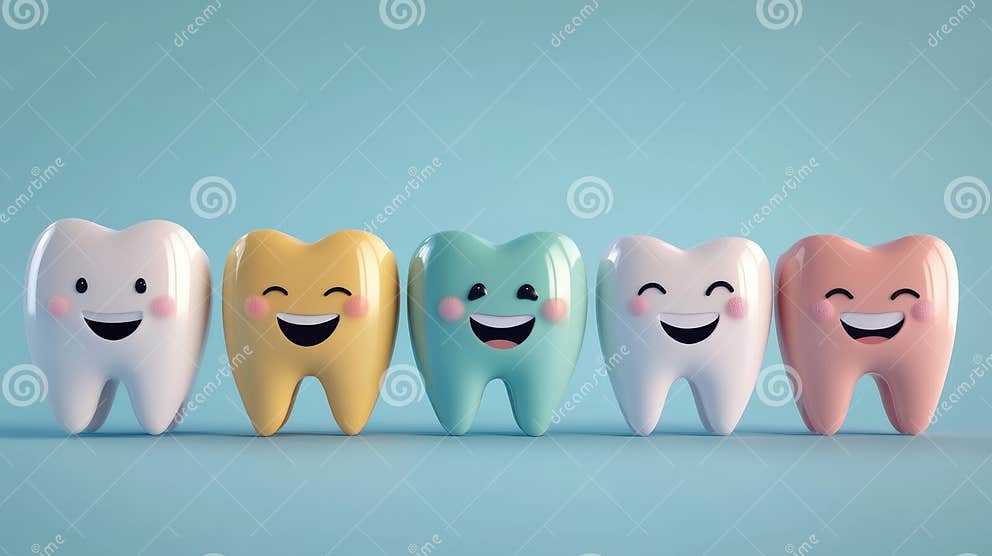Friendly Cartoon Characters Representing Different Teeth Stock Image ...