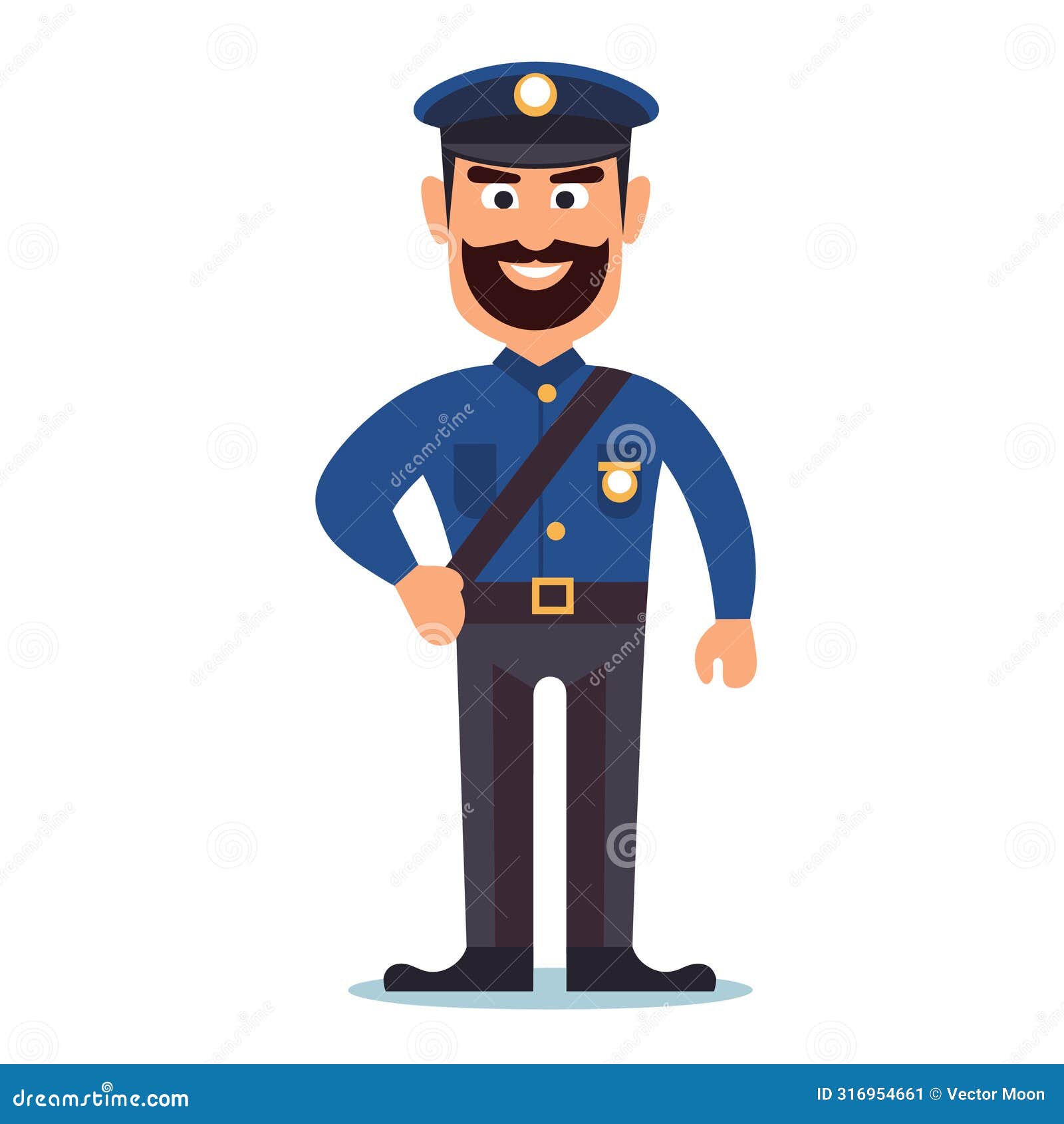 Friendly Cartoon Police Officer Smiling, Standing Confidently ... Friendly Cartoon Police Officer Smiling, Standing Confidently ...