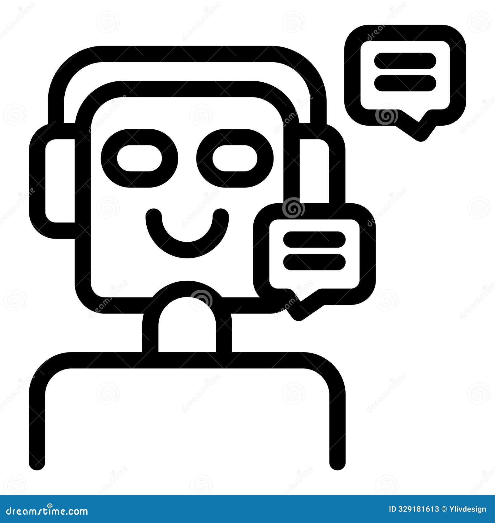 Chatbot Smiling With Two Antennas On A Base Icon Stock Photo ...