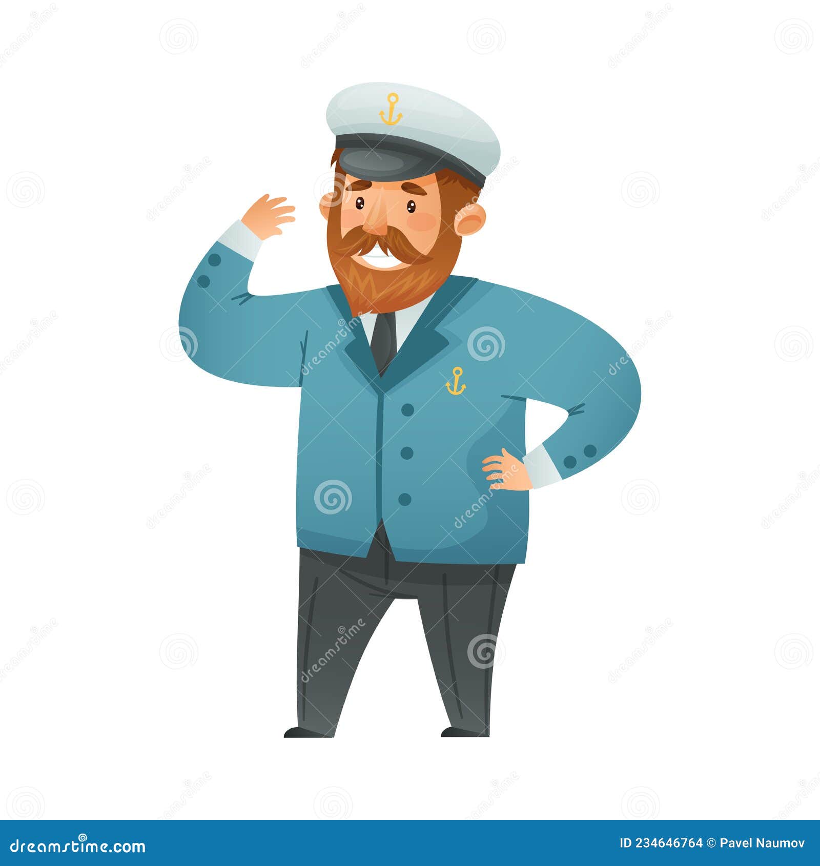 Friendly Cheerful Captain of Ship Cartoon Vector Illustration Stock ...