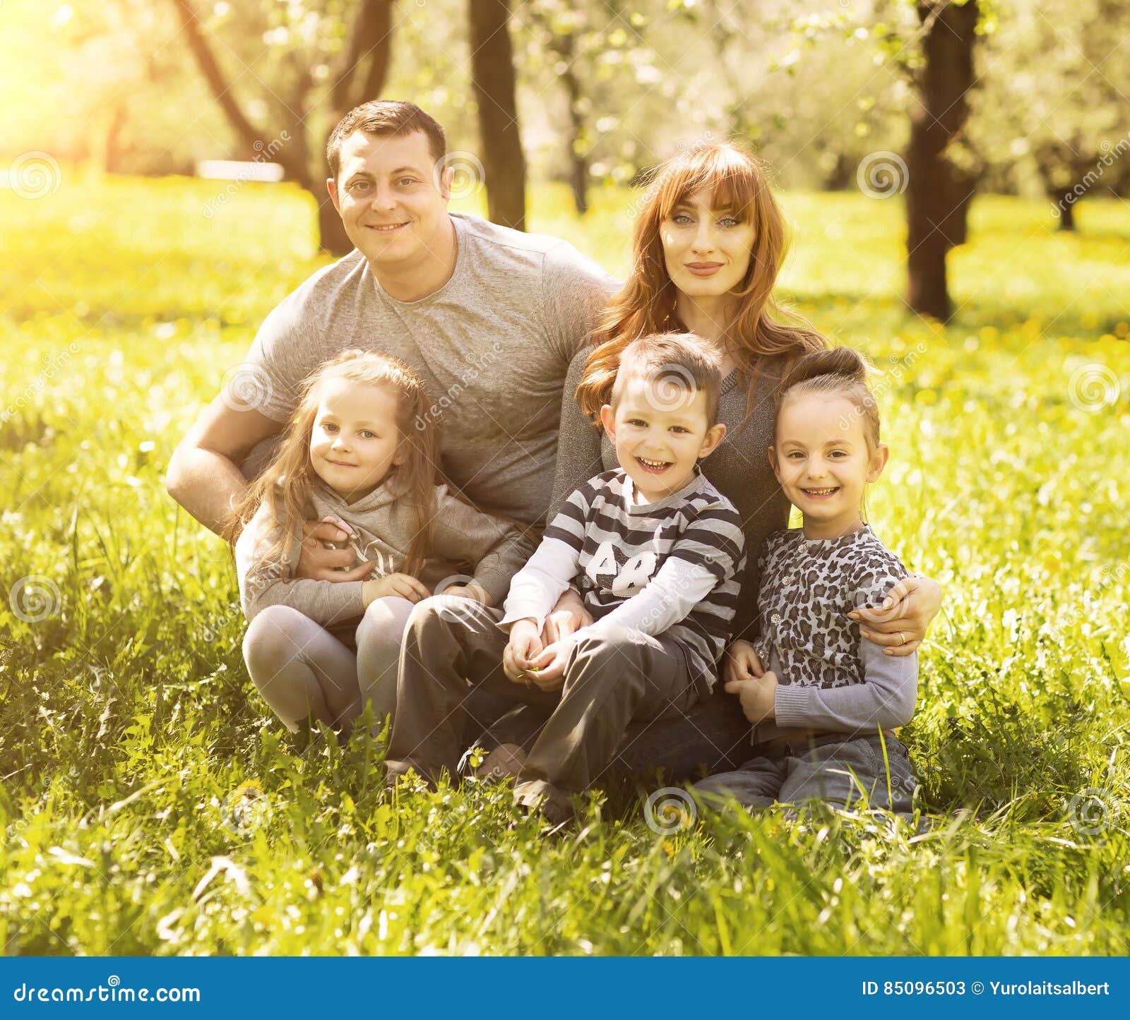Friendly, Cheerful Family of Five Stock Image - Image of enjoying ...