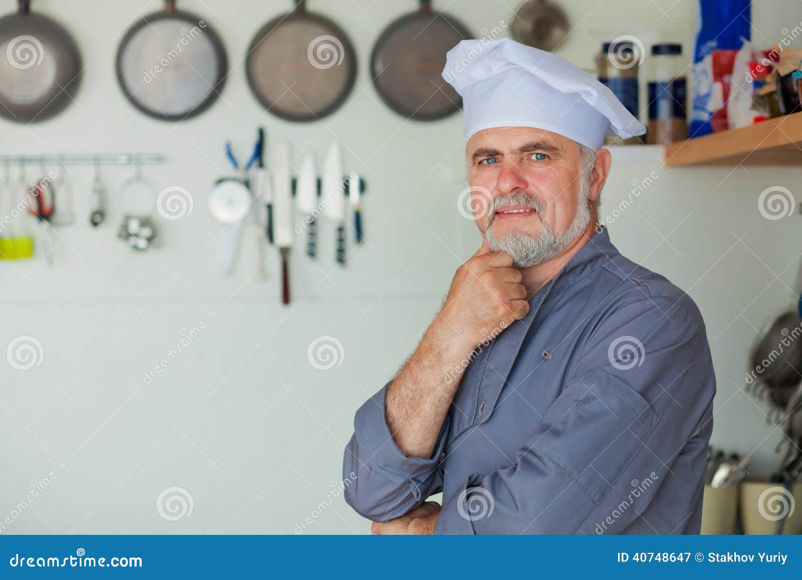 Friendly Chef Smiling on His Kitchen Stock Image - Image of male, meal ...