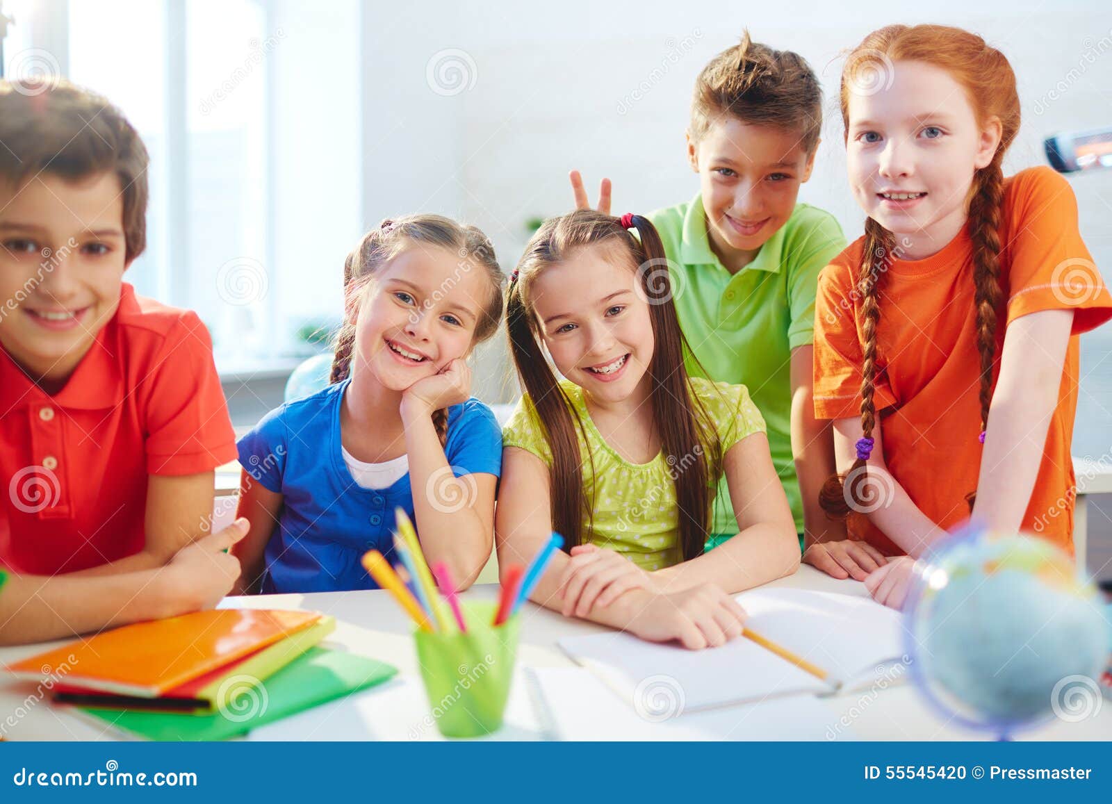 Friendly classmates stock photo. Image of group, elementary - 55545420