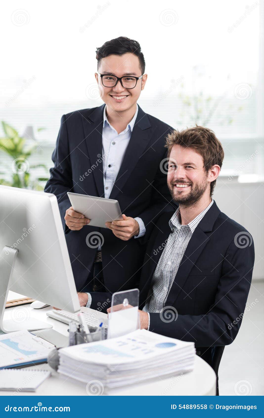 Friendly colleagues stock photo. Image of whitecollar - 54889558