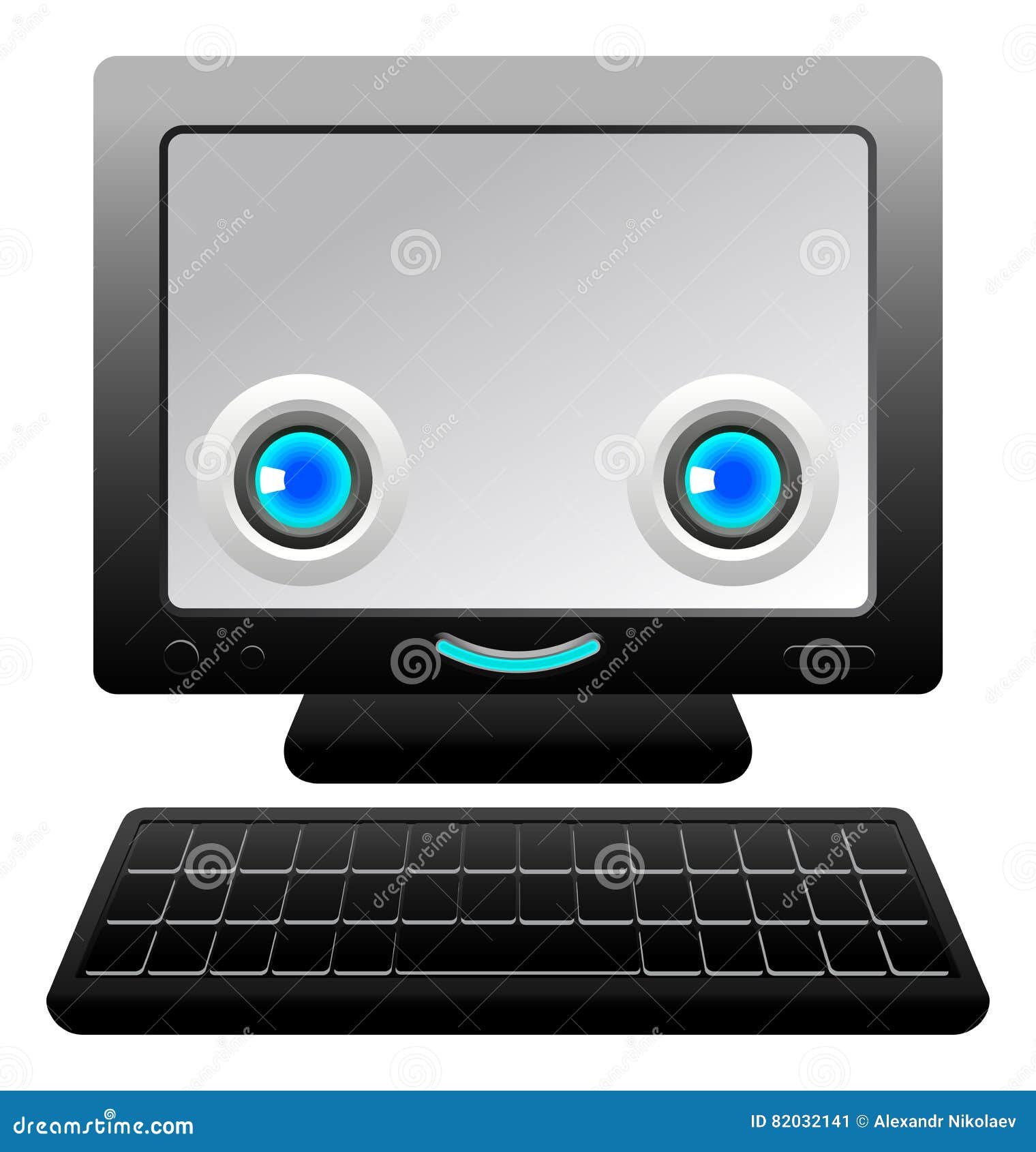 Friendly Computer Illustration. Vector Cartoon. Stock Vector ...