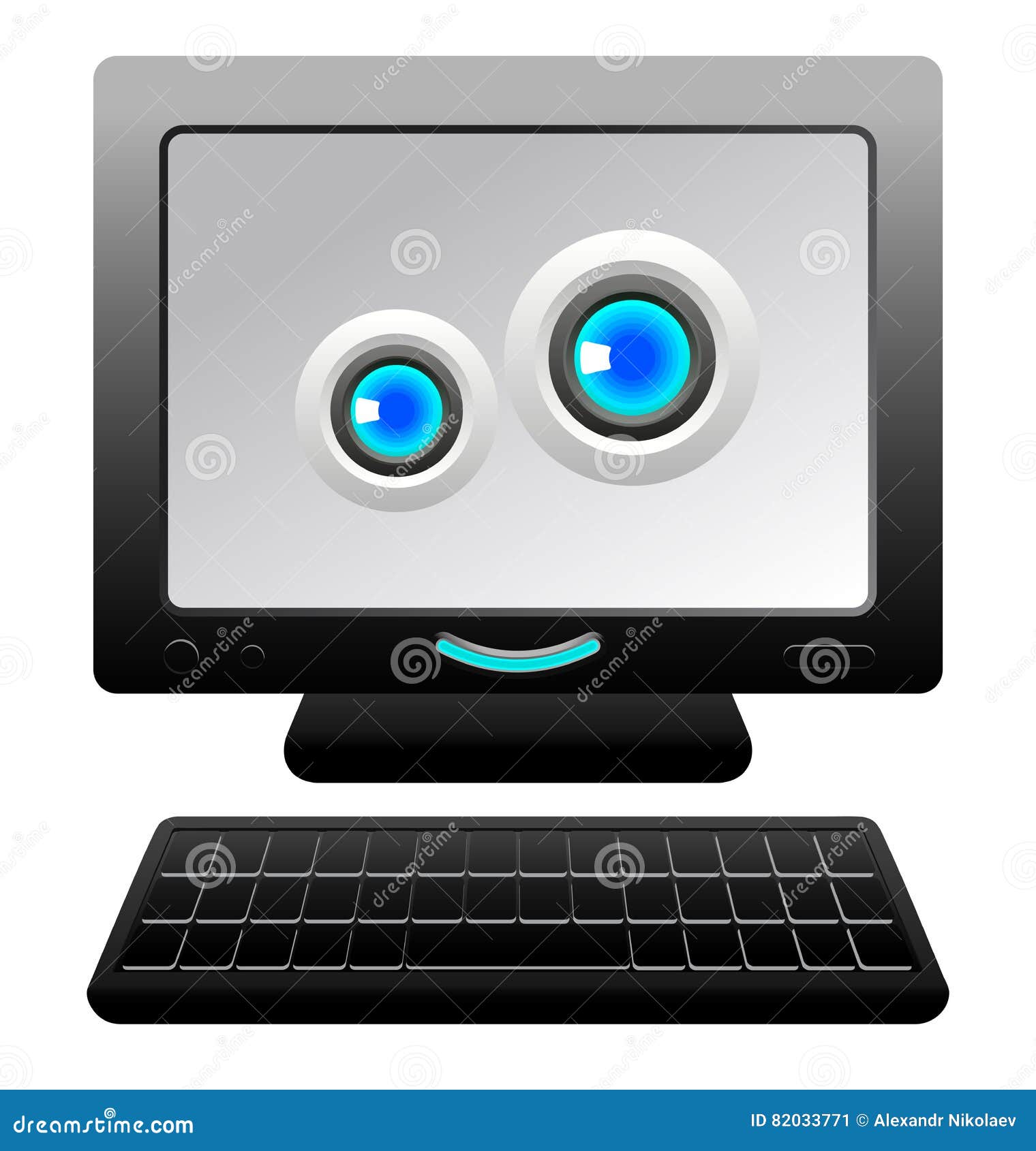 Friendly Computer Illustration. Vector Cartoon. Stock Vector ...