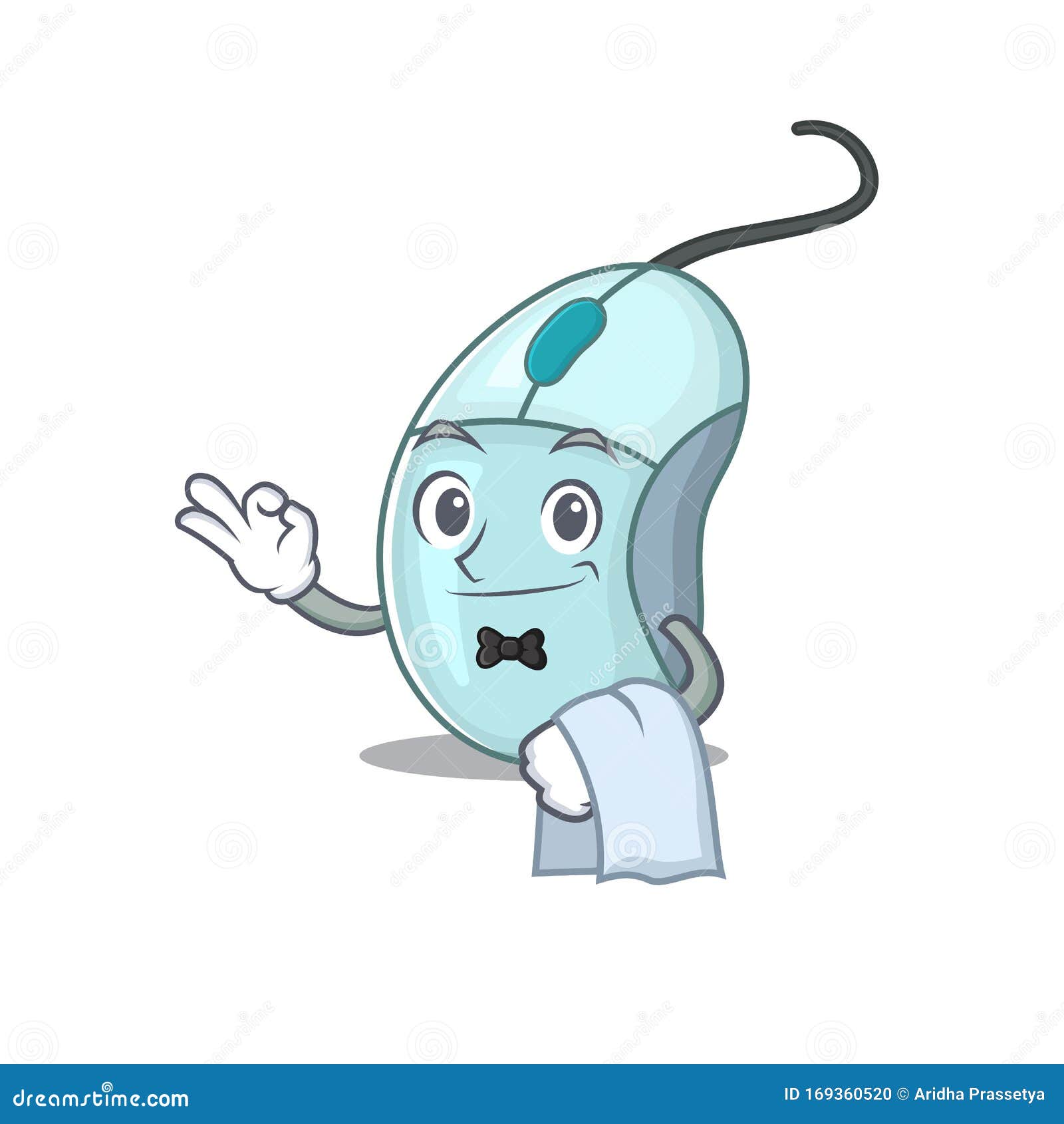 Friendly Computer Mouse Character Stand As a Waiter Character Stock ...