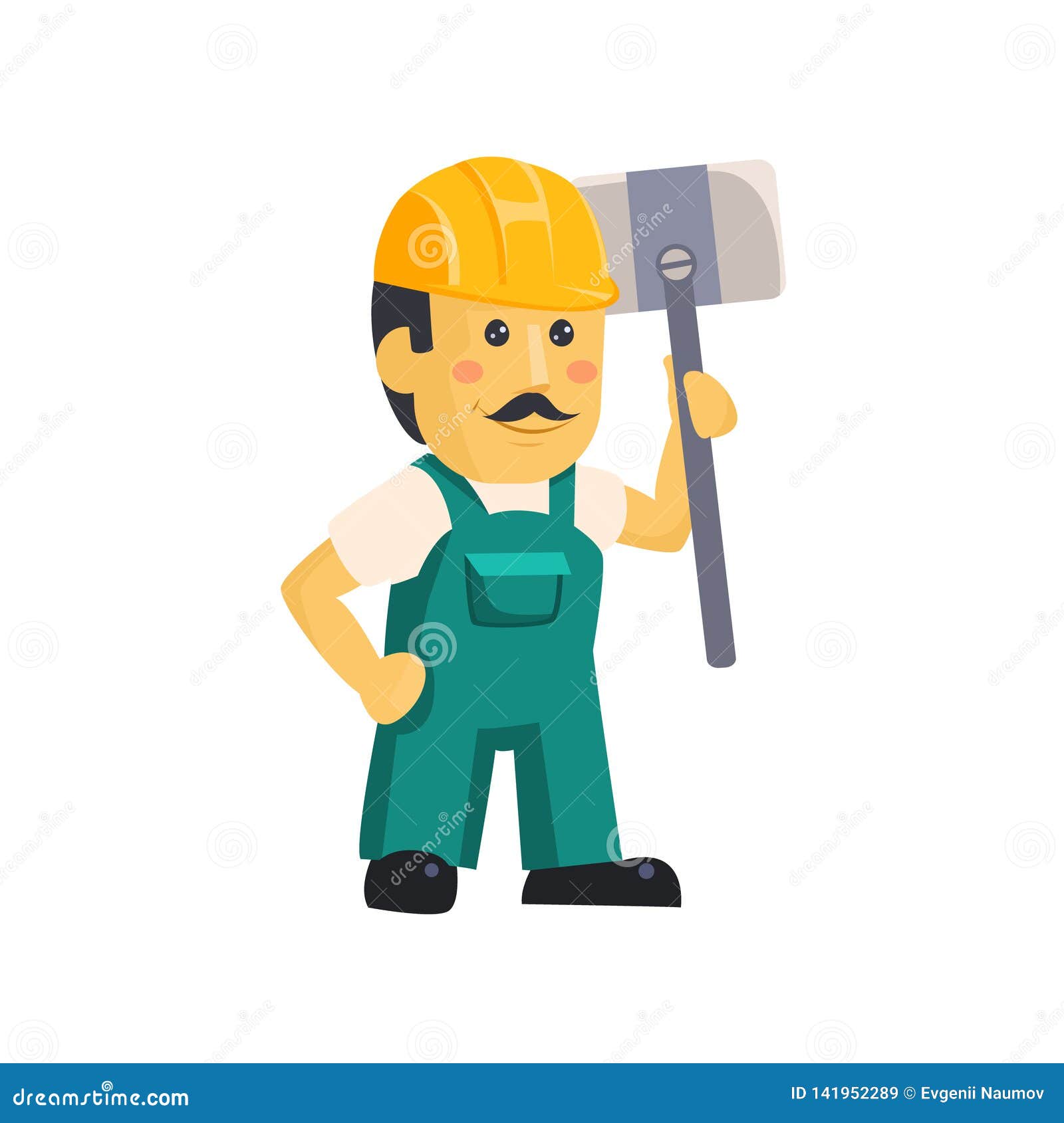 Friendly Construction Worker Man with Tools, Vector Stock Vector ...