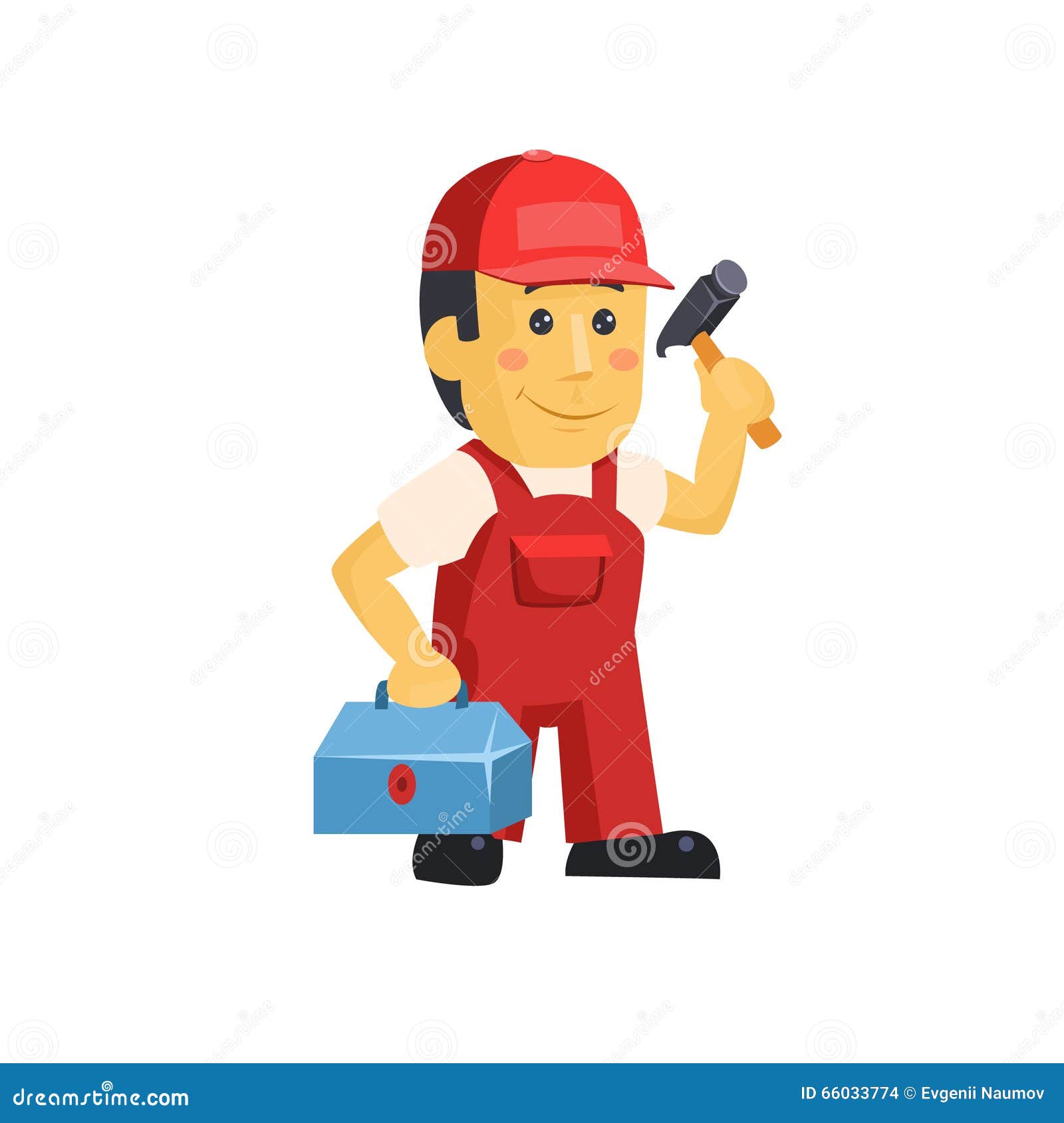 Friendly Construction Worker Man with Tools, Vector Stock Vector ...