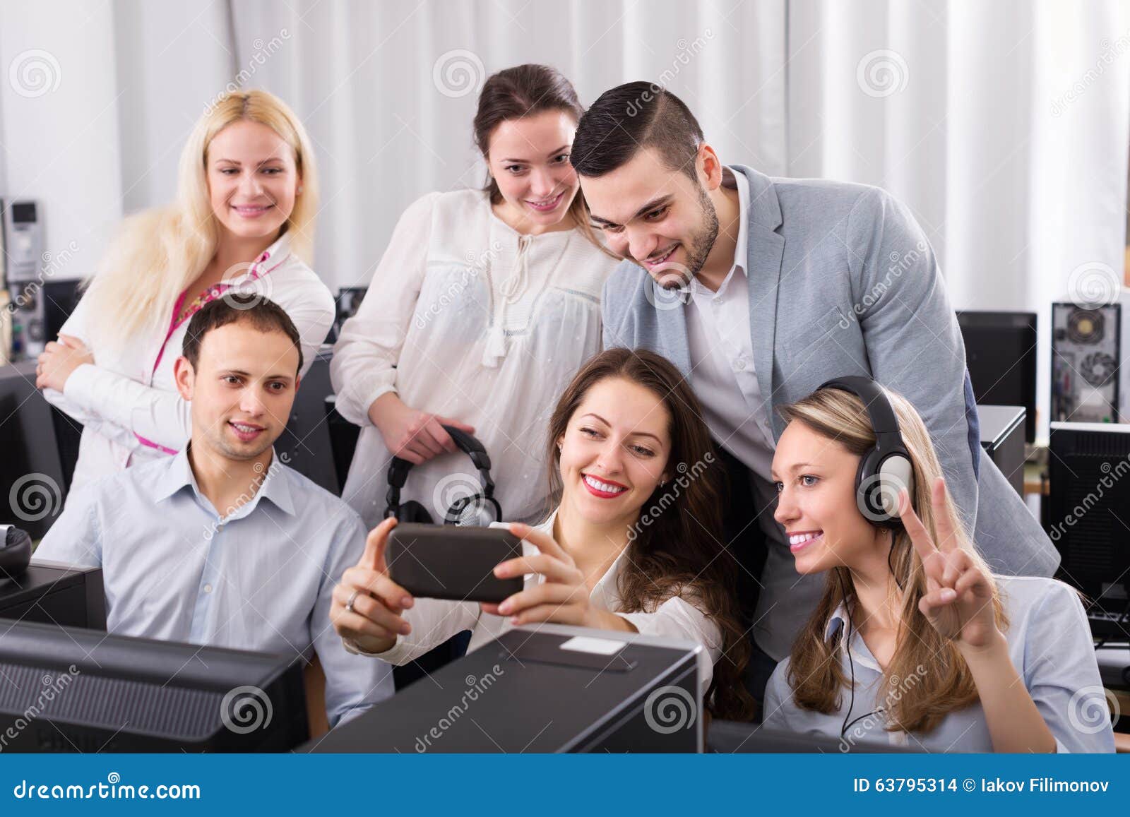 Friendly Coworkers Taking Mutual Photo Stock Photo - Image of manager ...