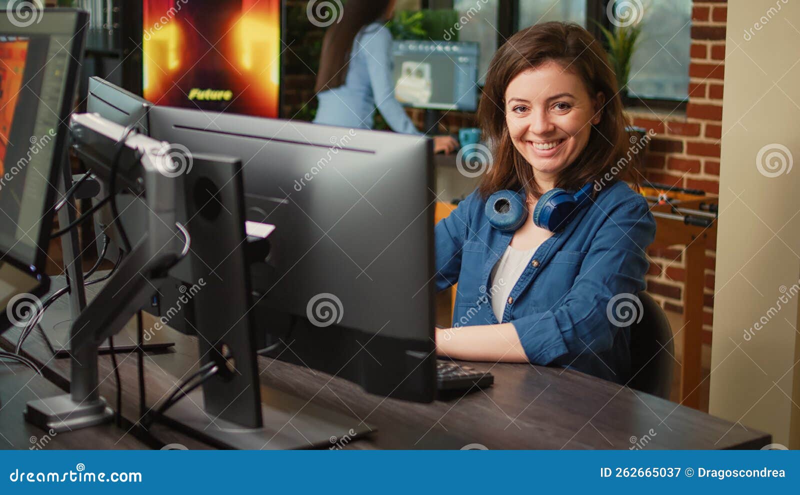 Friendly Creative Artist Working with 3d Industry Interface Stock Image ...