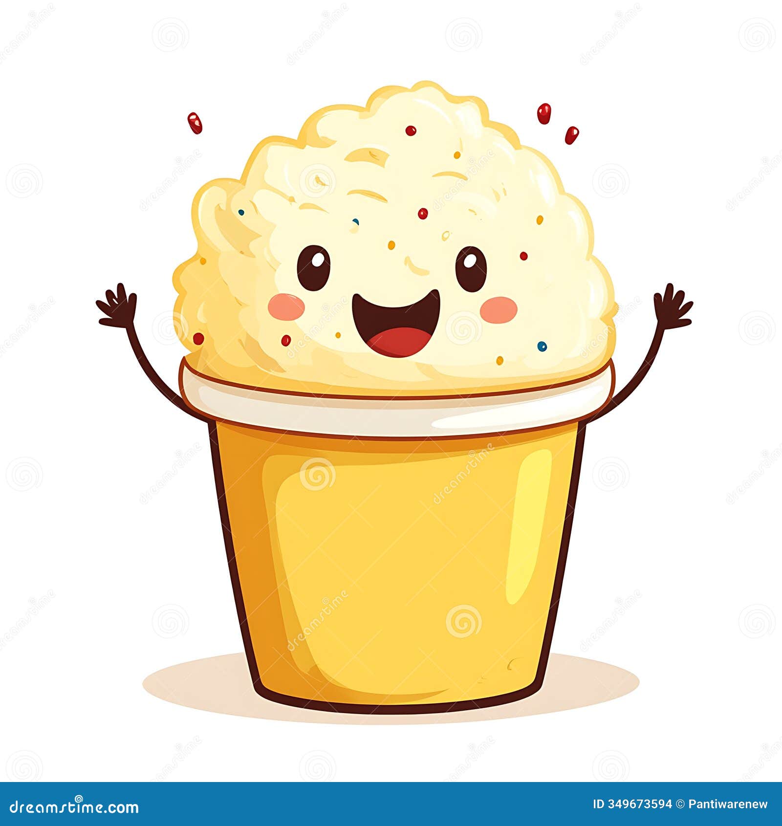 Friendly Cup of Mashed Potato with Happy Face and Arms Stock ...