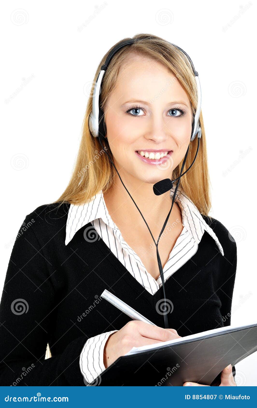 Friendly Customer Representative with Headset Stock Image - Image of ...