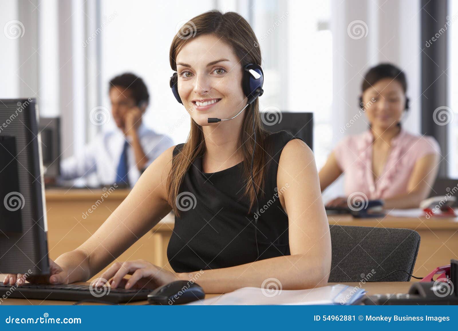 Friendly Customer Service Agent in Call Centre Stock Image - Image of ...