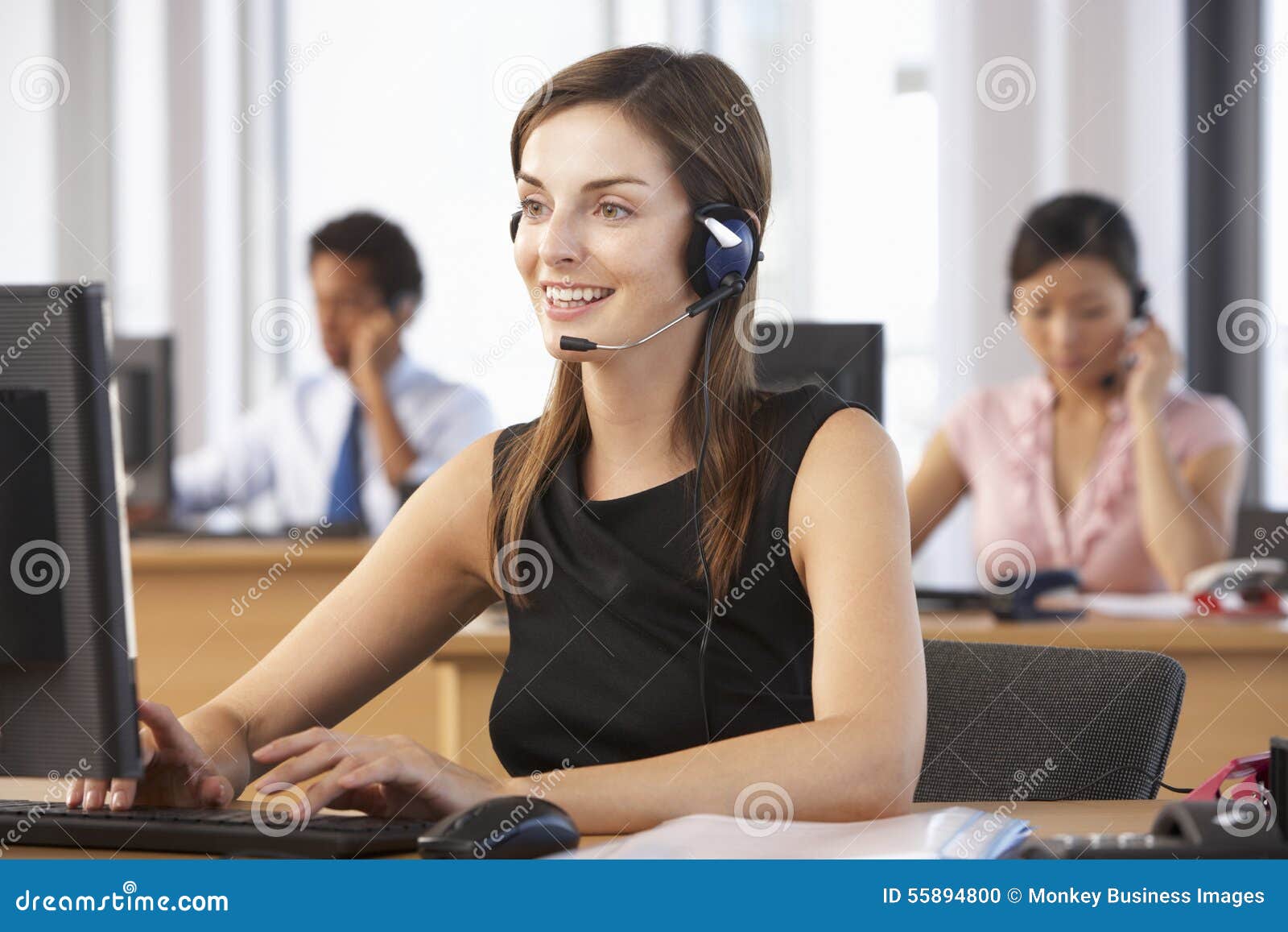 Friendly Customer Service Agent in Call Centre Stock Photo - Image of ...