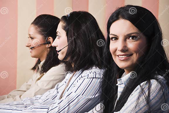 Friendly Customer Service Teamwork Women Stock Photo - Image of contact ...