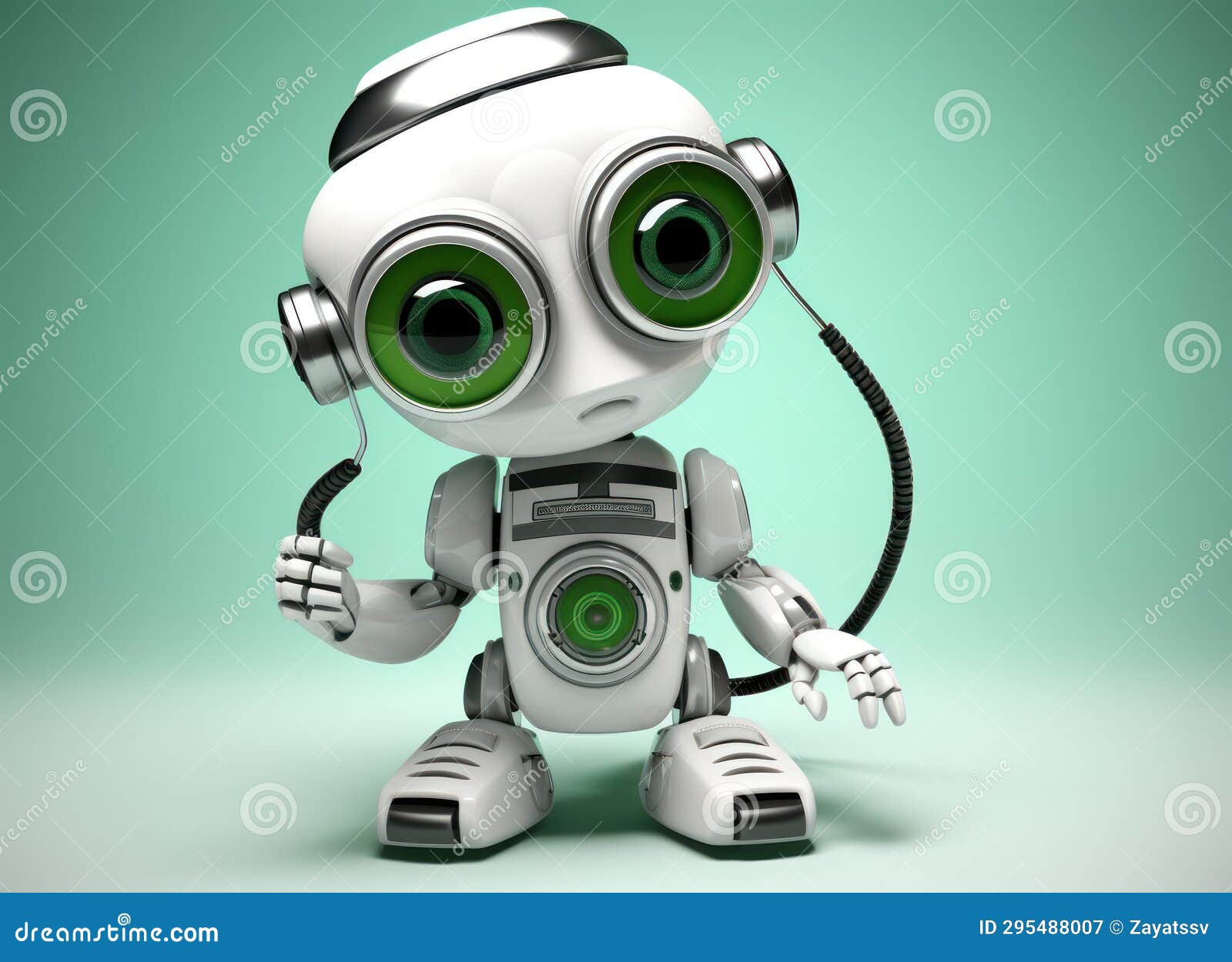 Friendly Cute Cartoon Robot. Technology Concept. Customer Support ...