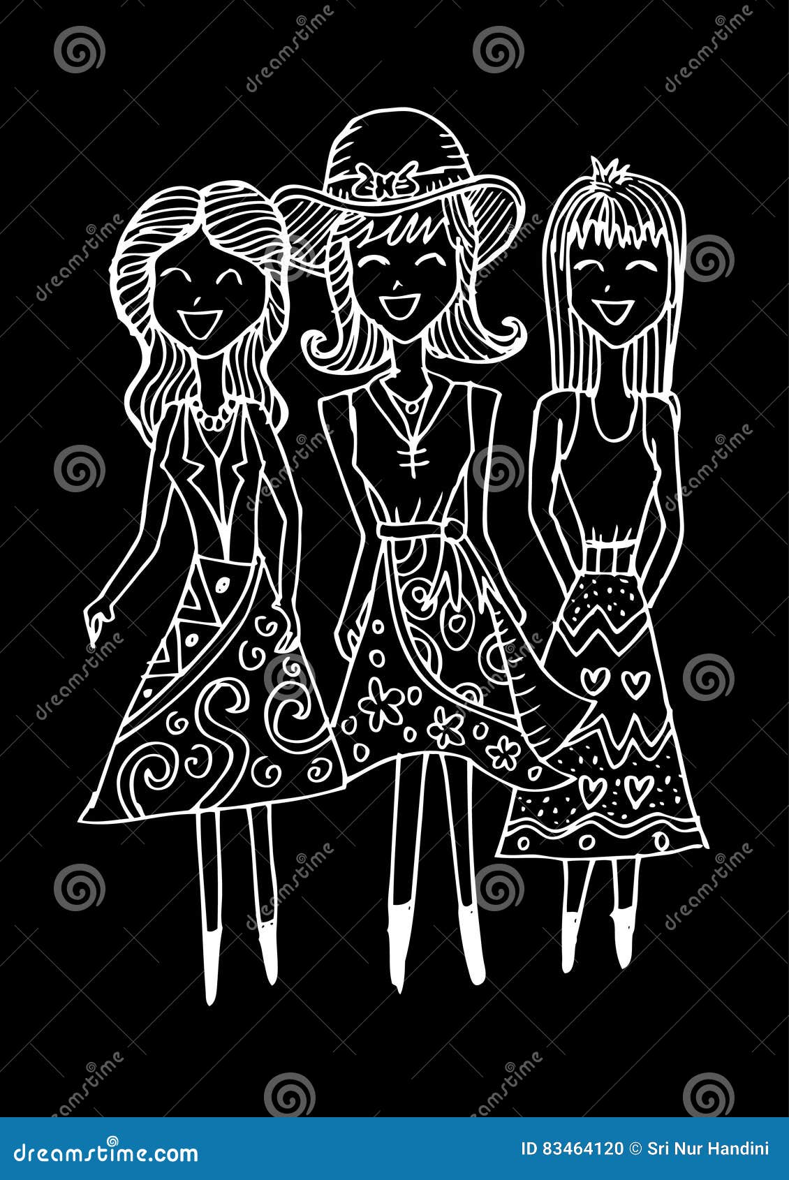 Friendly Cute Girl Illustration. Stock Illustration - Illustration of ...