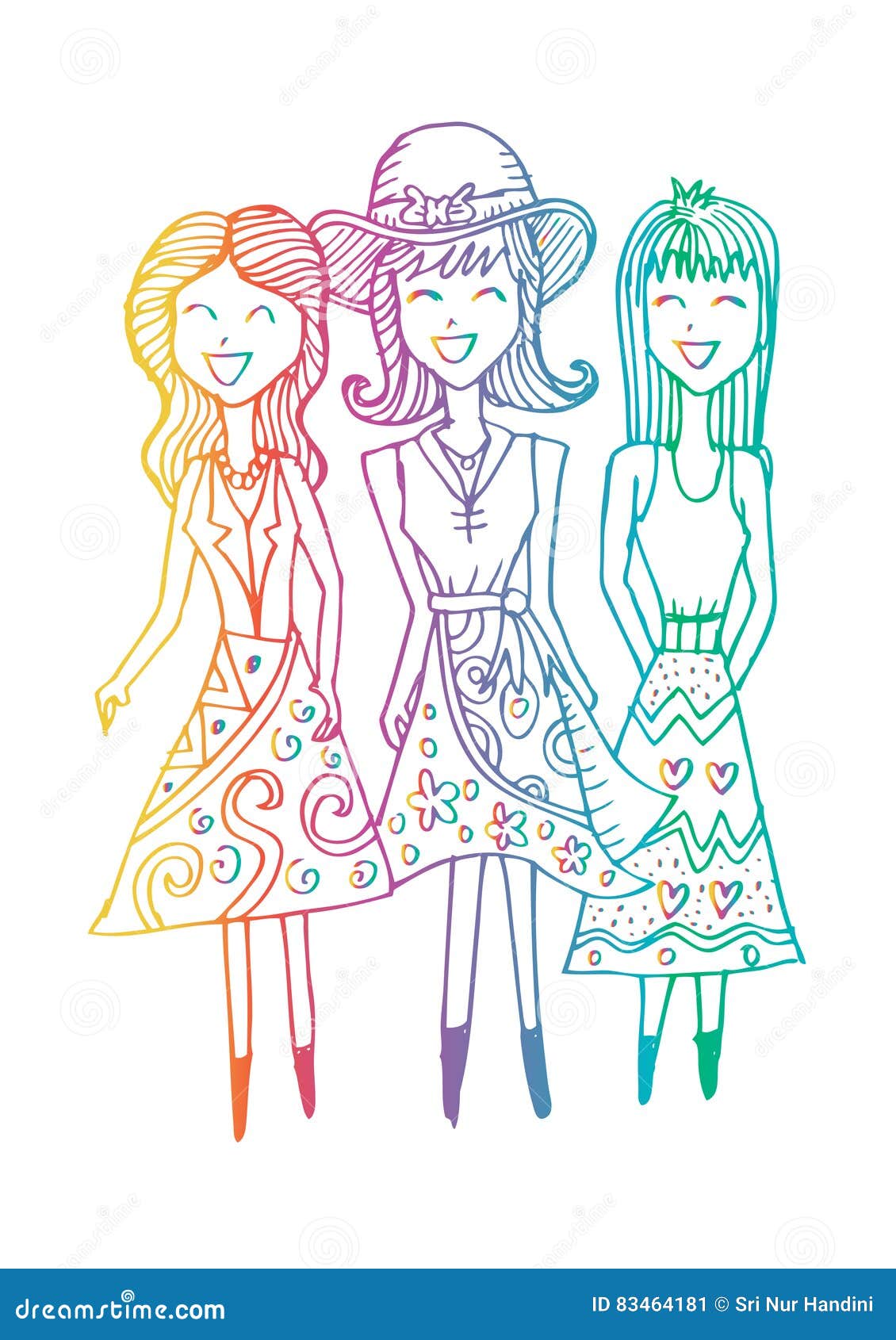 Friendly Cute Girl Illustration. Stock Illustration - Illustration of ...