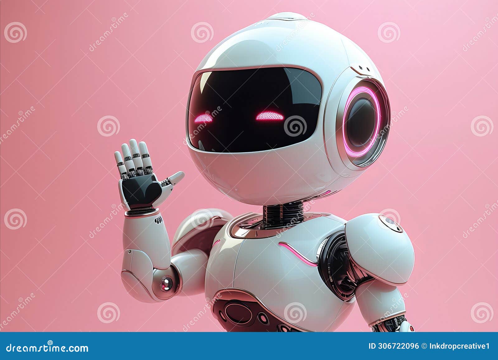 A Friendly 3d Robot Character Waving To the Camera. 3D Rendering Style ...