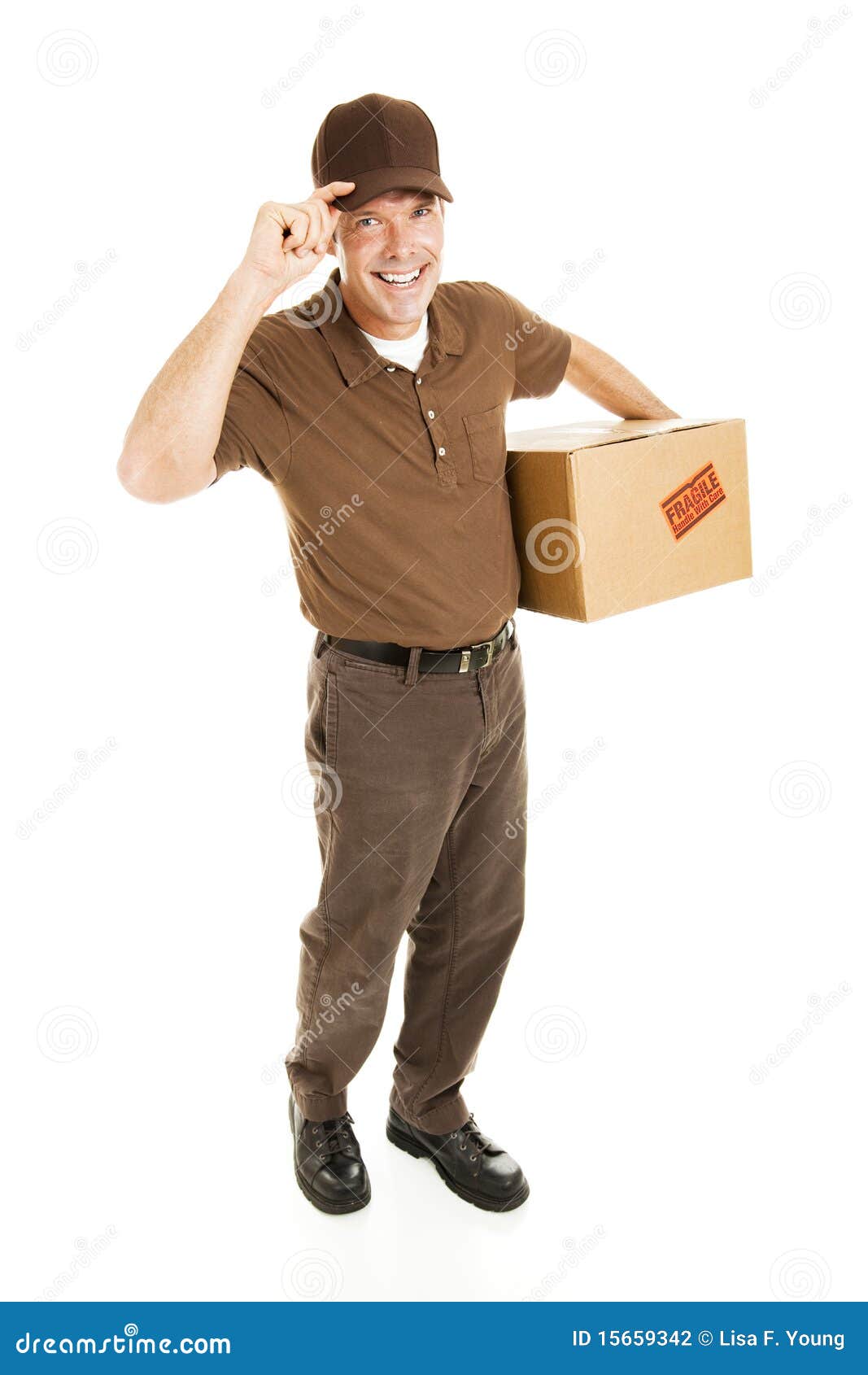Friendly Delivery - Full Body Stock Photo - Image of cardboard, mail ...