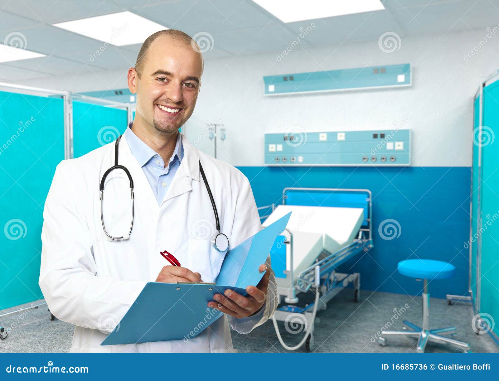 Friendly Doctor in Hospital Stock Photo - Image of happy, confident ...