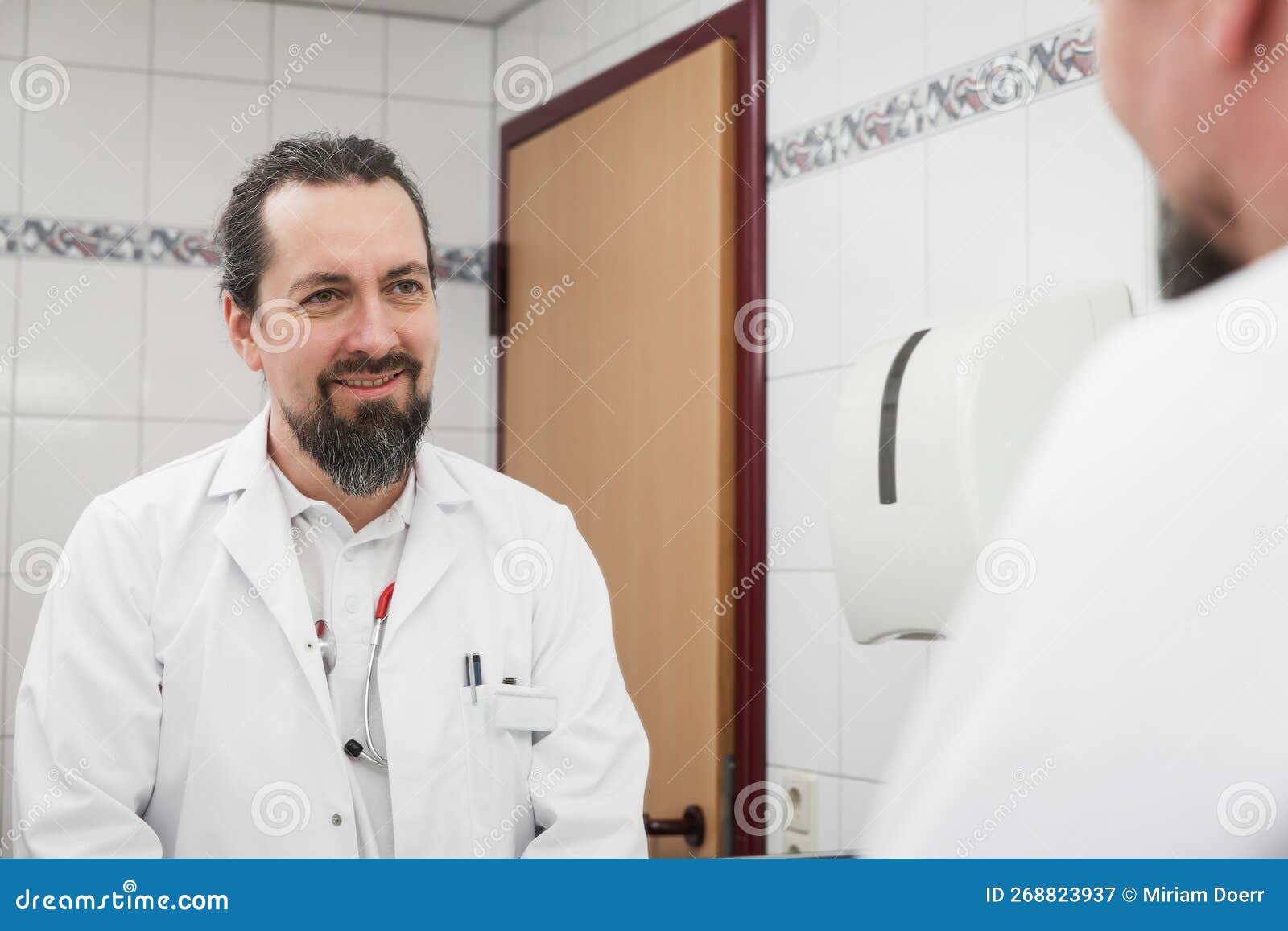 Friendly Doctor Looks in the Mirror Stock Image - Image of smile ...