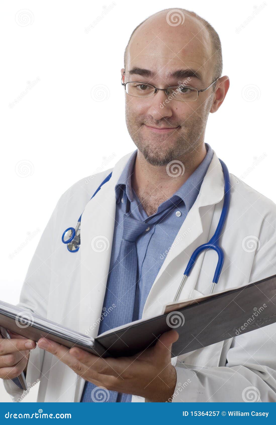 Friendly Doctor Reading Patients Records Stock Image - Image of medical ...