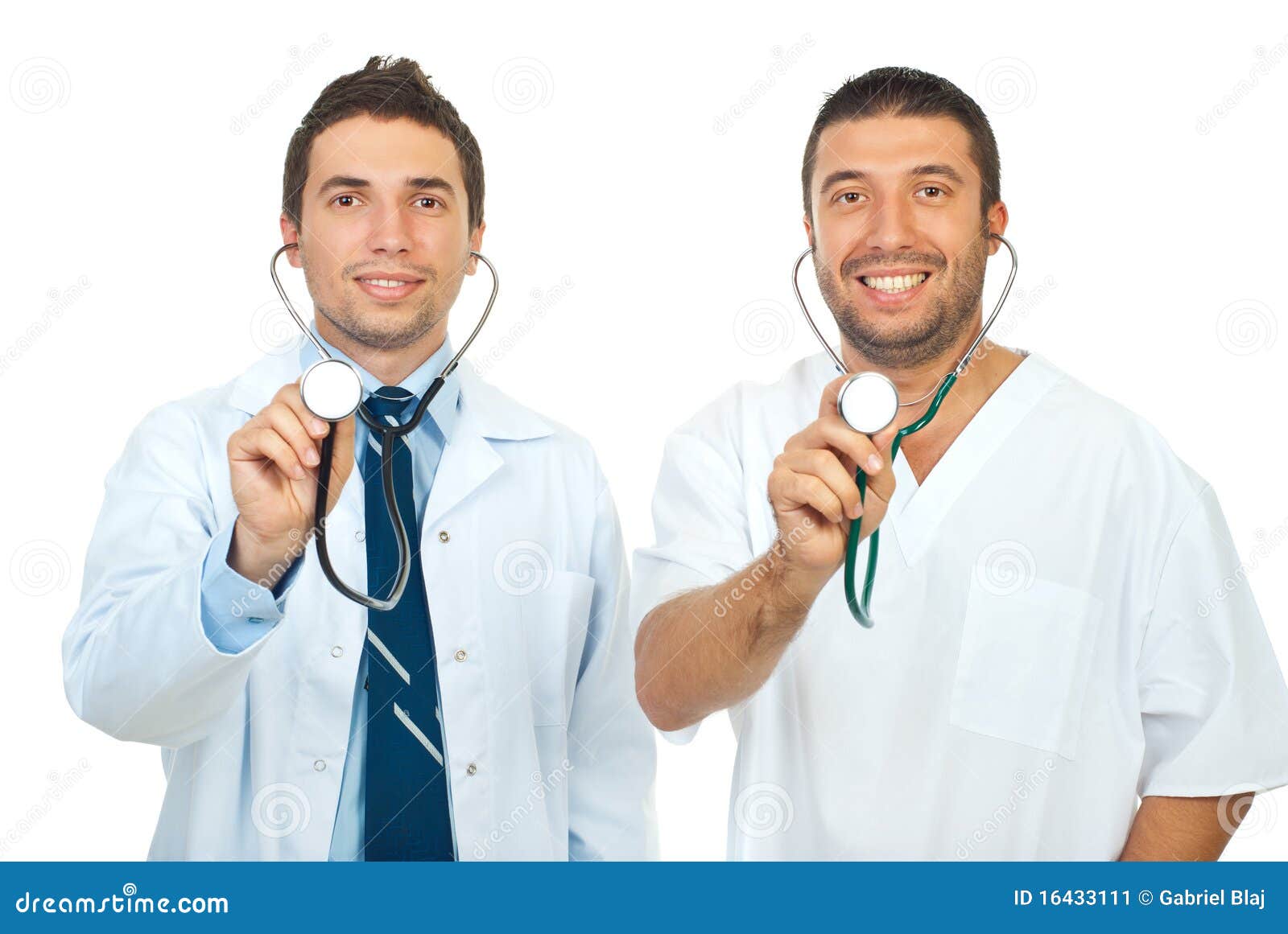 Friendly Doctors Holding Stethoscopes Stock Image - Image of people ...
