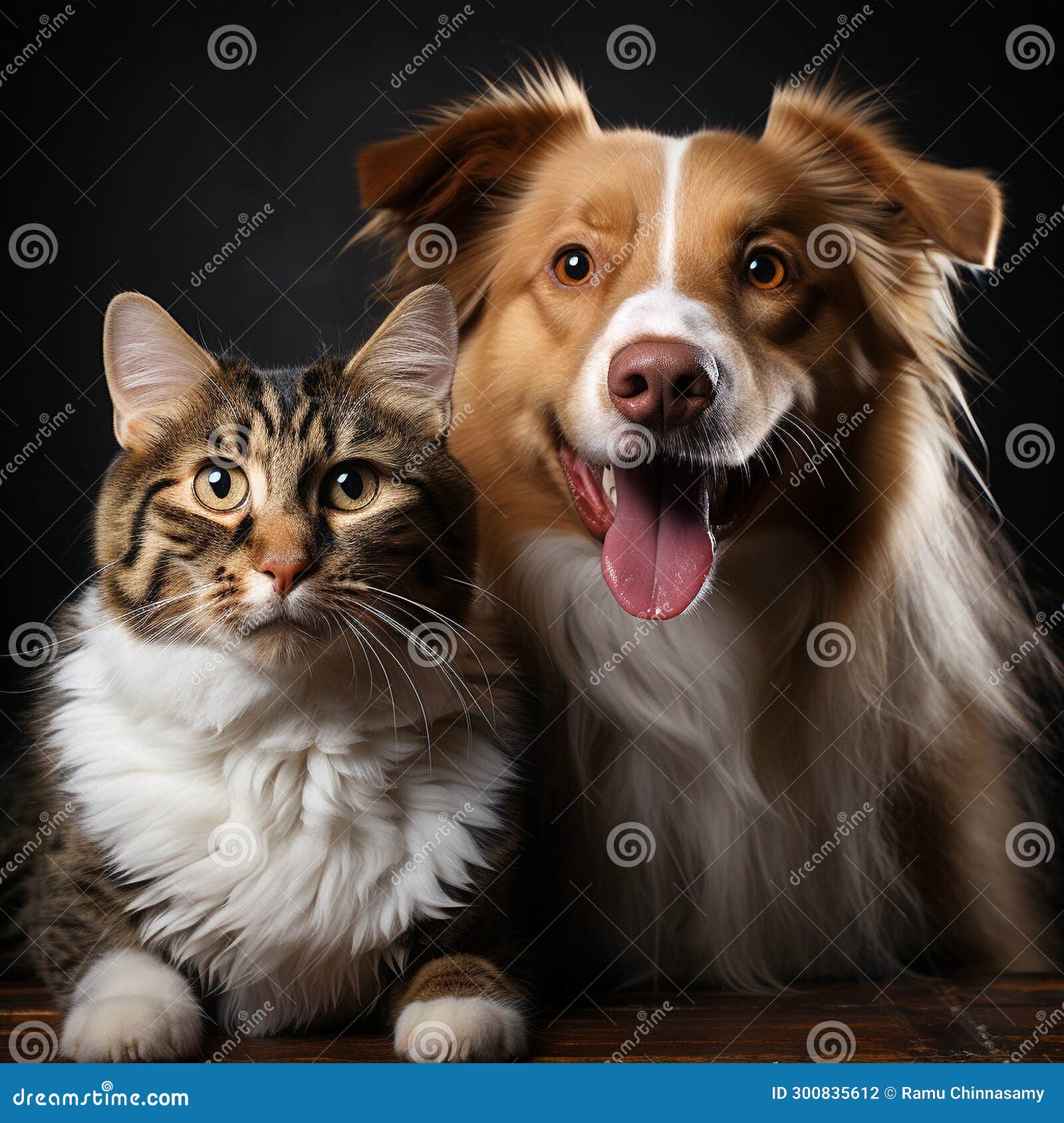 Friendly Dog and Cat Together Stock Illustration - Illustration of ...