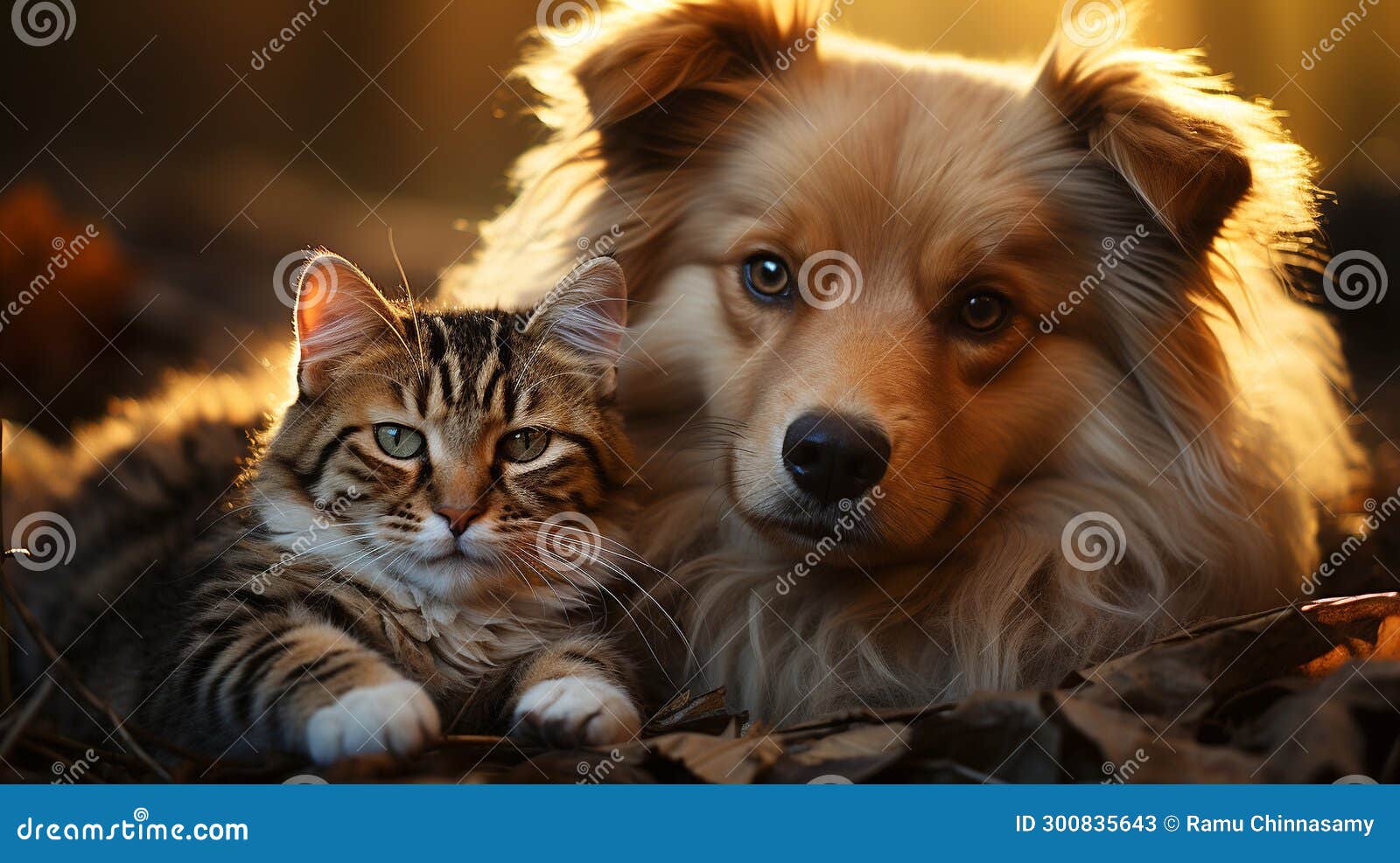 Friendly Dog and Cat Together Stock Illustration - Illustration of ...