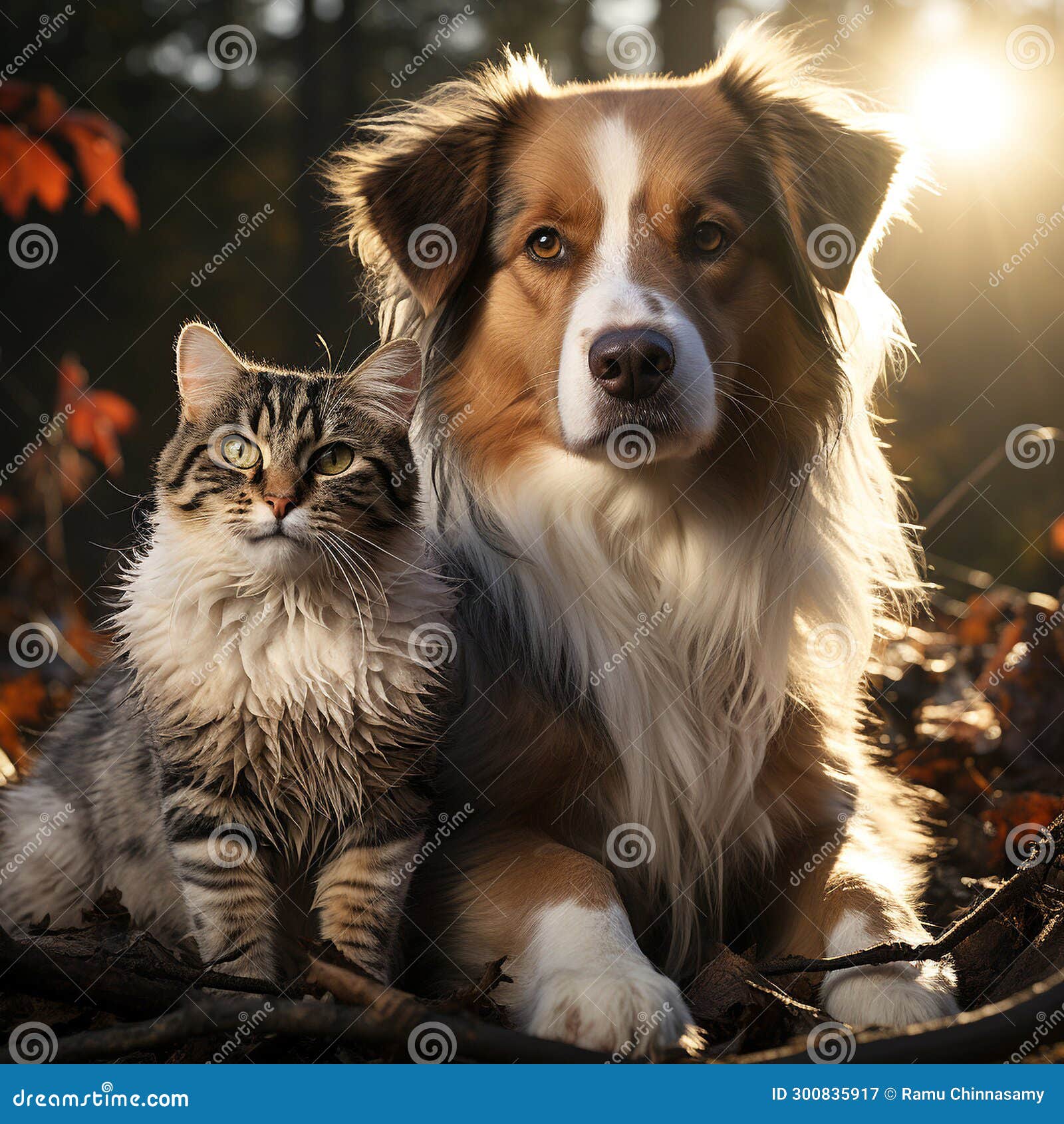 Friendly Dog and Cat Together Stock Illustration - Illustration of hair ...