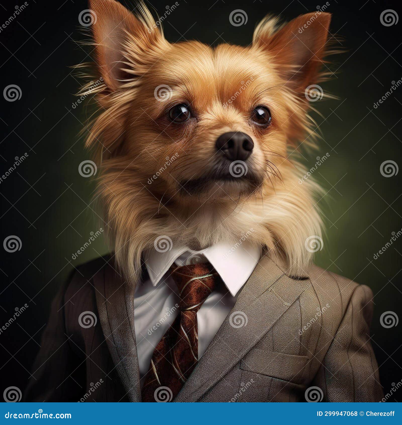 Dog in suit with tie stock photo. Image of suit, sitting - 299947068
