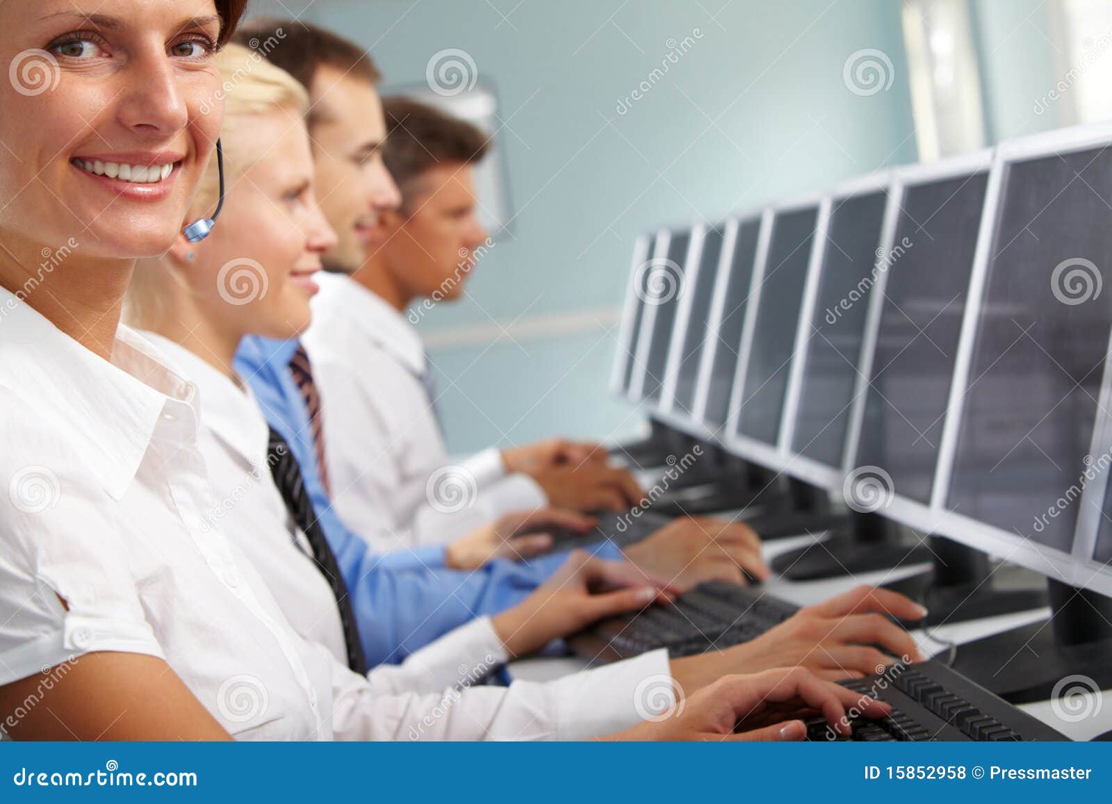 Friendly employee stock photo. Image of lovely, hotline - 15852958