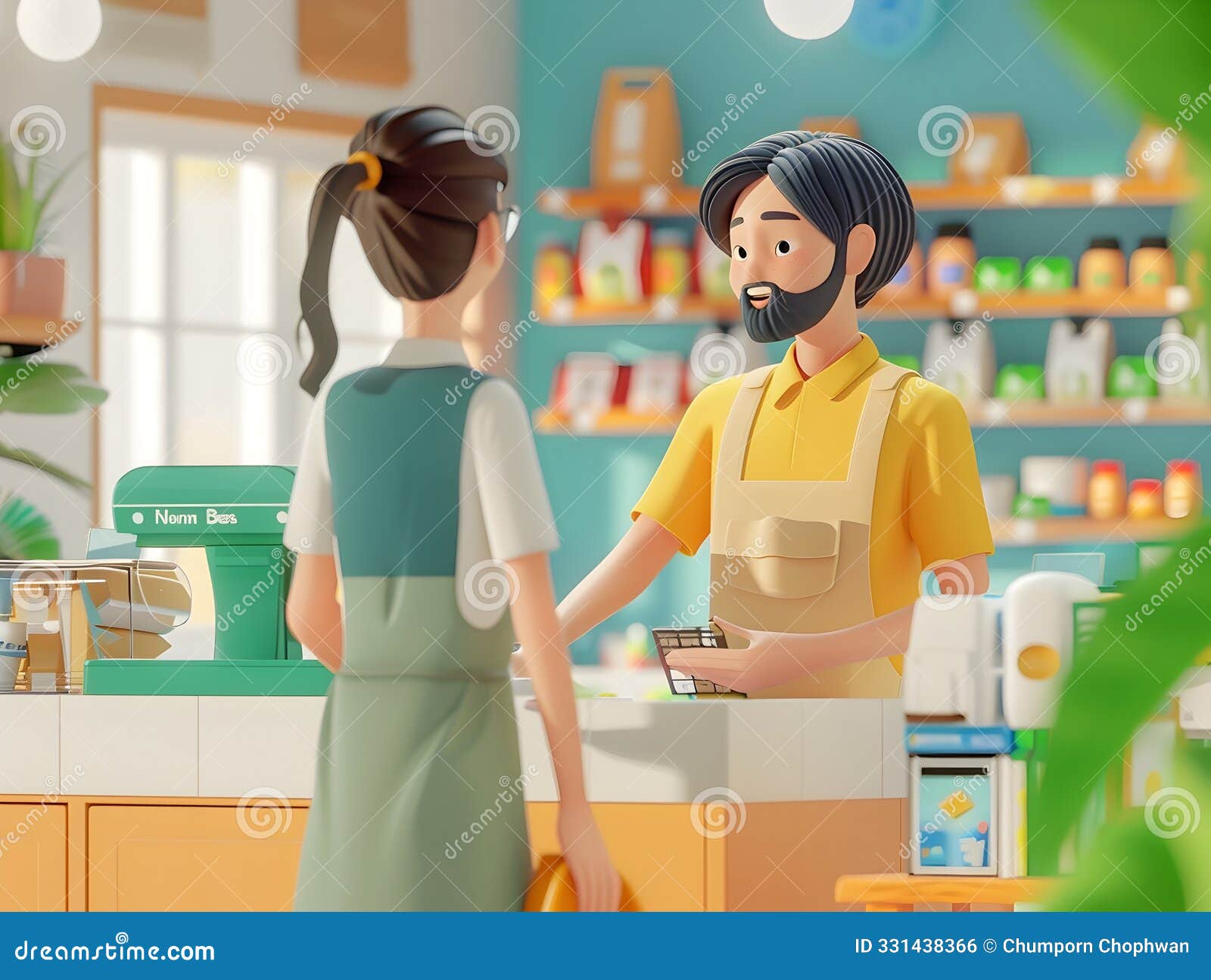 Friendly Employee Assisting Customer in Retail Store Setting Stock ...